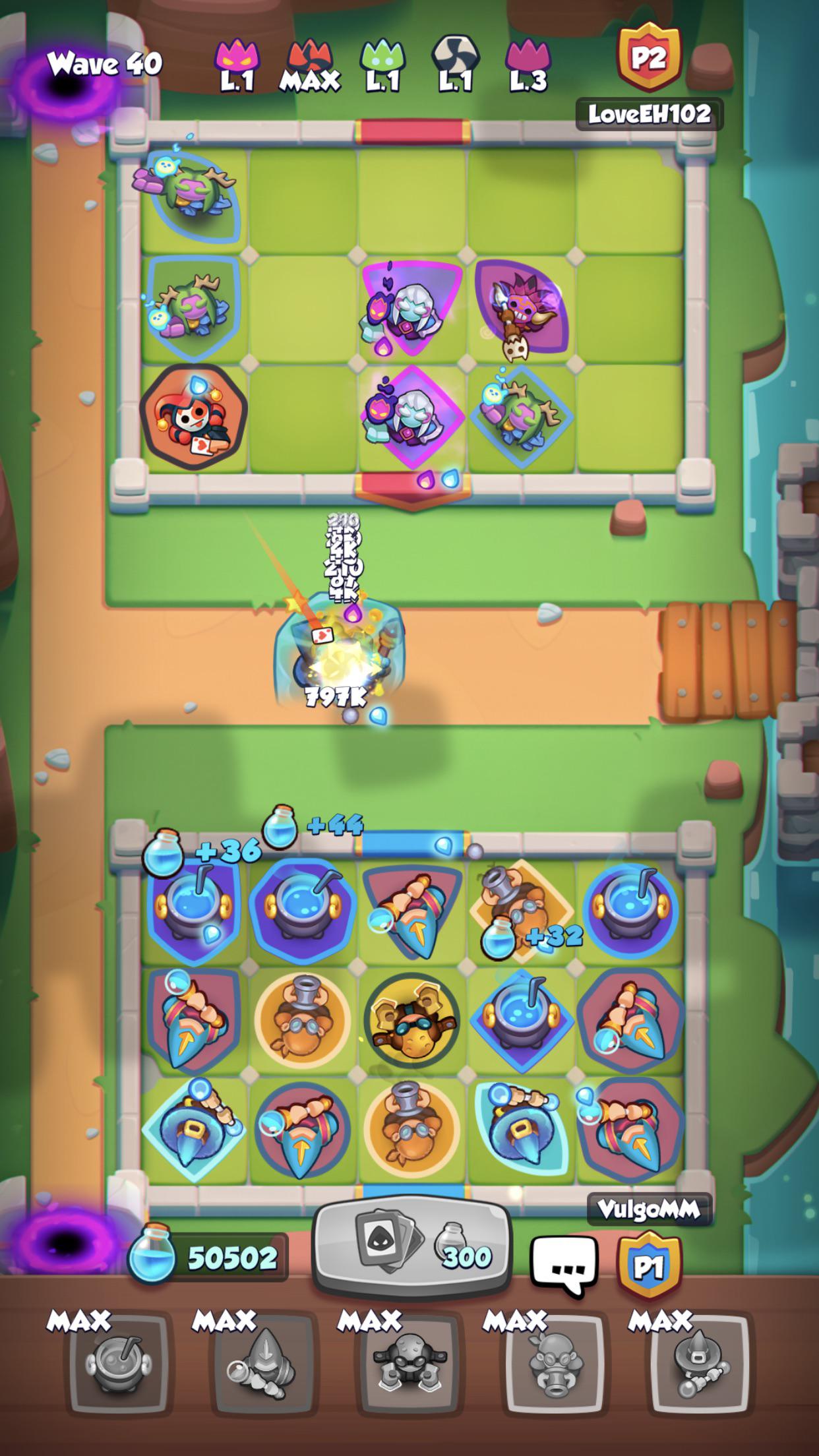 First time hitting 50+ mana (end the game in stage 50 with 75k) and first time hitting 2 tier7 ...