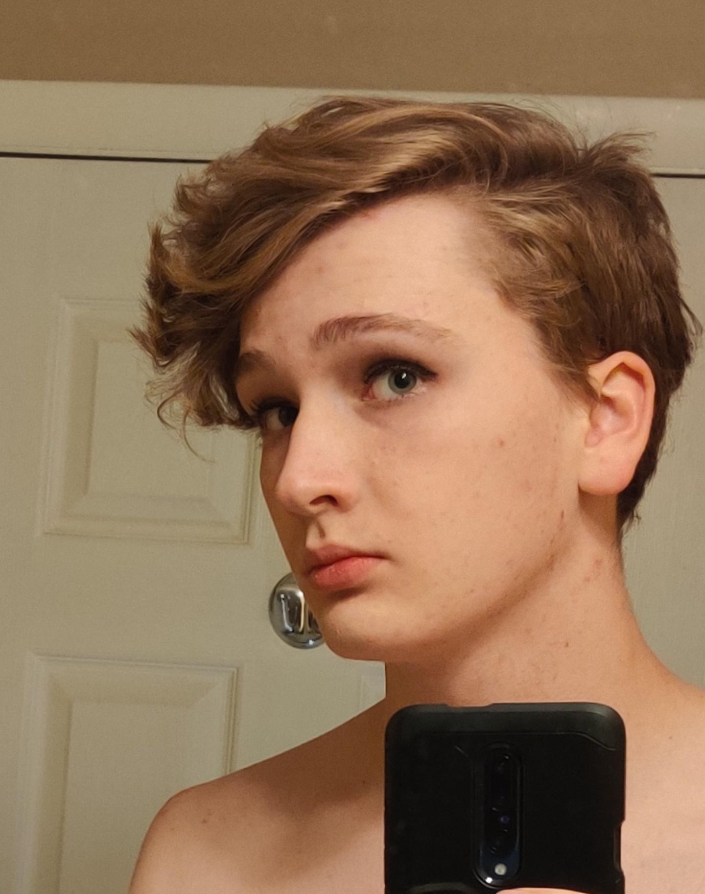 First time trying mascara/eyeliner. Still in the early stages of experimenting, and definitely ...