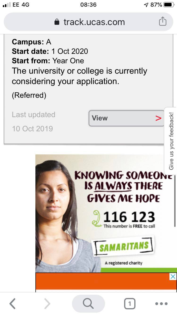 Fitting ad from the Samaritans on Track. 😬 | Scrolller