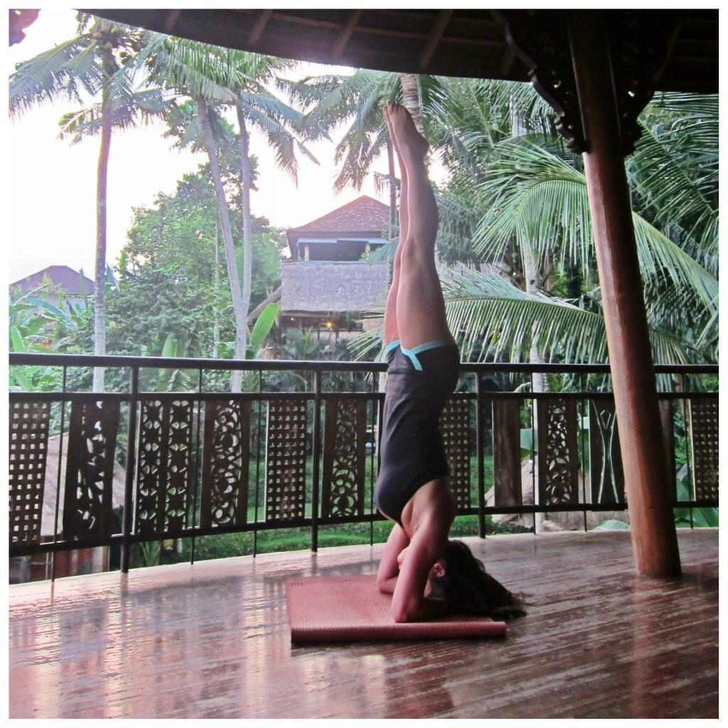 Flexible Alex doing yoga upside down | Scrolller