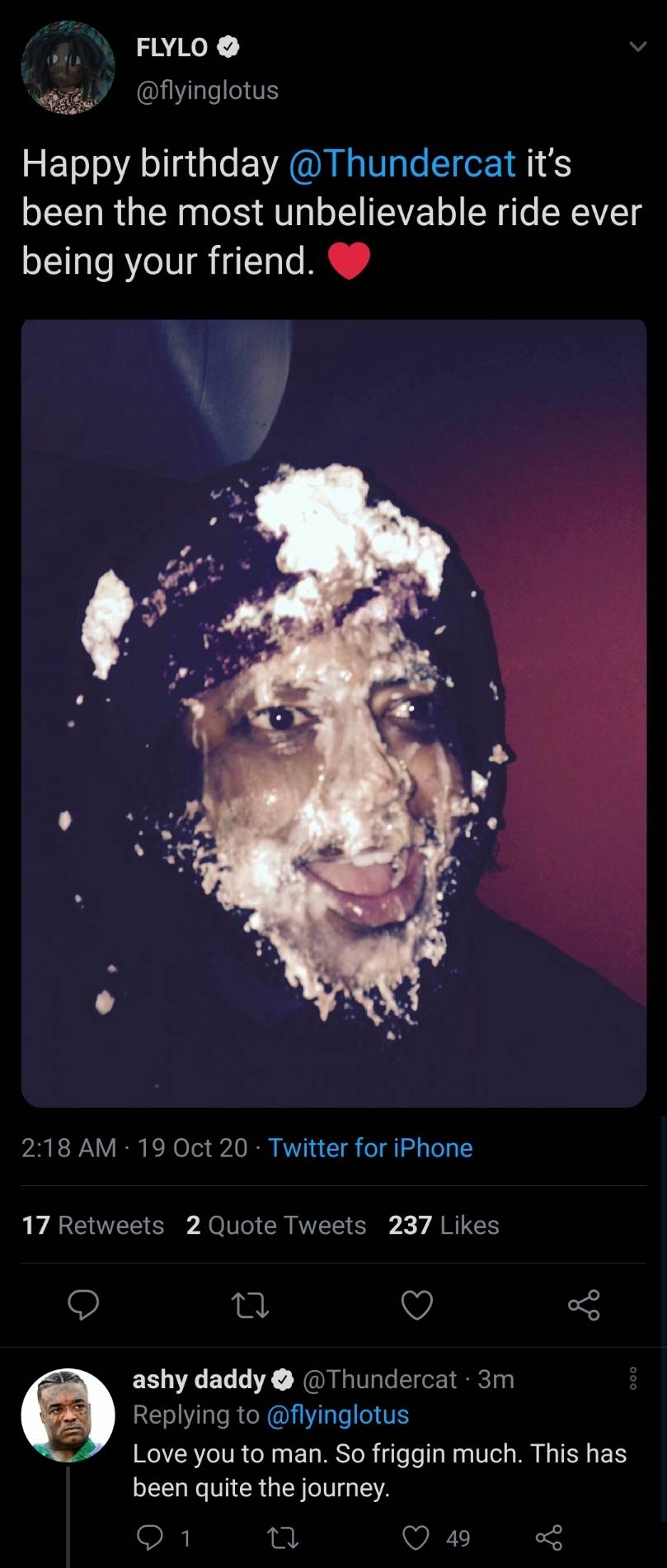 Flying Lotus wishing Thundercat a happy birthday today | Scrolller Flying Lotus wishing Thundercat a happy birthday today | Scrolller
