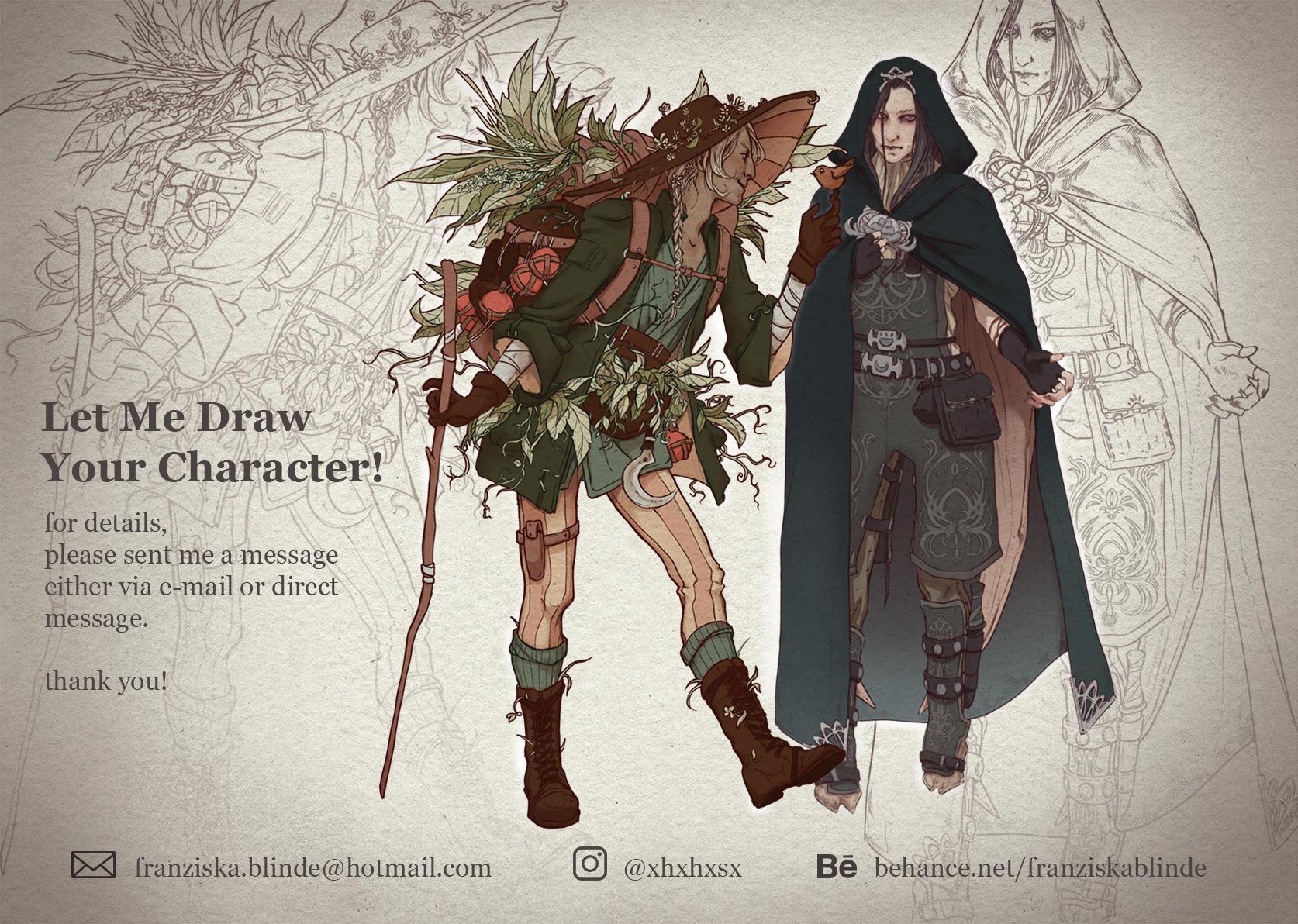 [FOR HIRE] 🌿 Pen and Paper Character Designs and Illustrations 🌿 | Scrolller