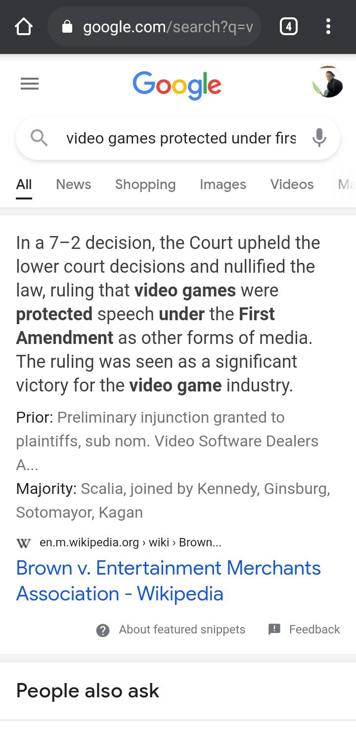 For @ntis just to remind you that video games were protected by the first amendment | Scrolller