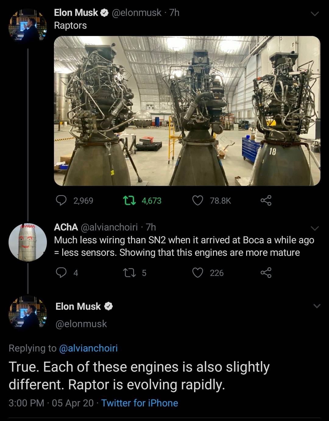 For those wondering: According to Elon, yes the three engines are slightly different. | Scrolller
