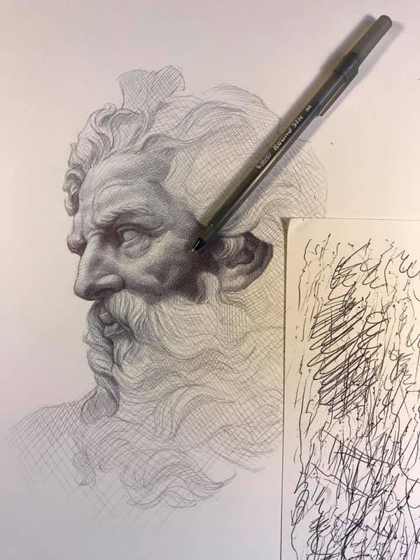 Frank Cho Ballpoint Study | Scrolller