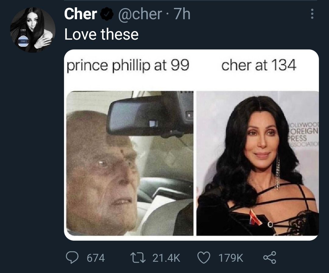 Fun fact: At 134, Cher is the oldest still active pop girl 🤯👵🎤🎶 | Scrolller