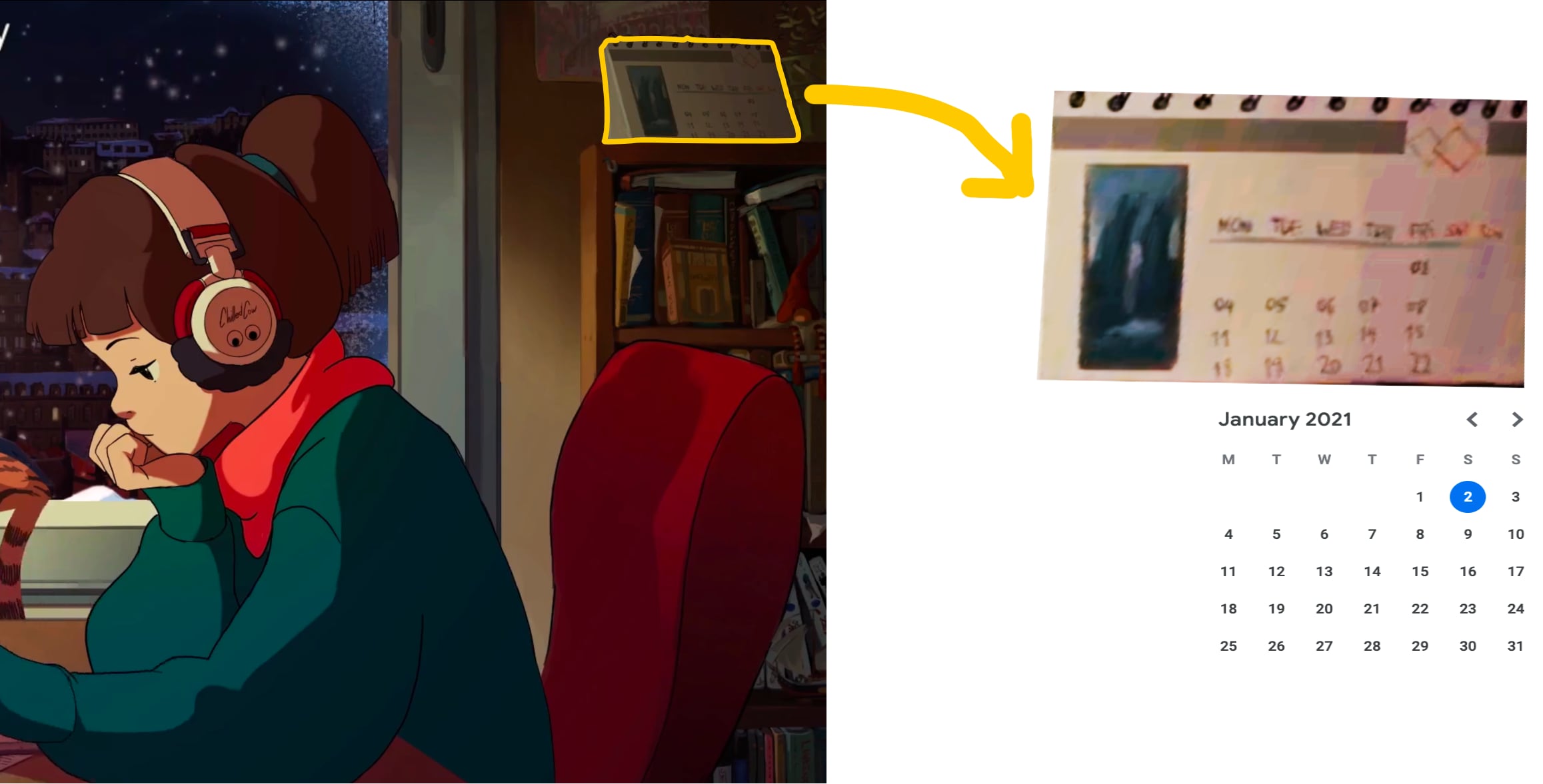 Fun fact: LoFi Girl's calendar matches January 2021 | Scrolller