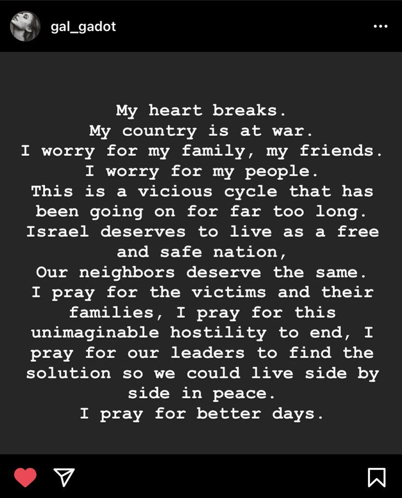 Gal Gadot on the current situation in Israel | Scrolller