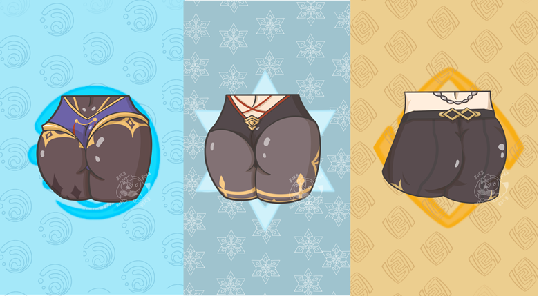 Genshin Booty pin designs - Mona, Ganyu, Zhongli | Scrolller