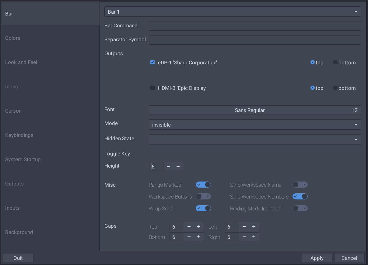 (Glade Mockup) Control Panel for Sway | Scrolller