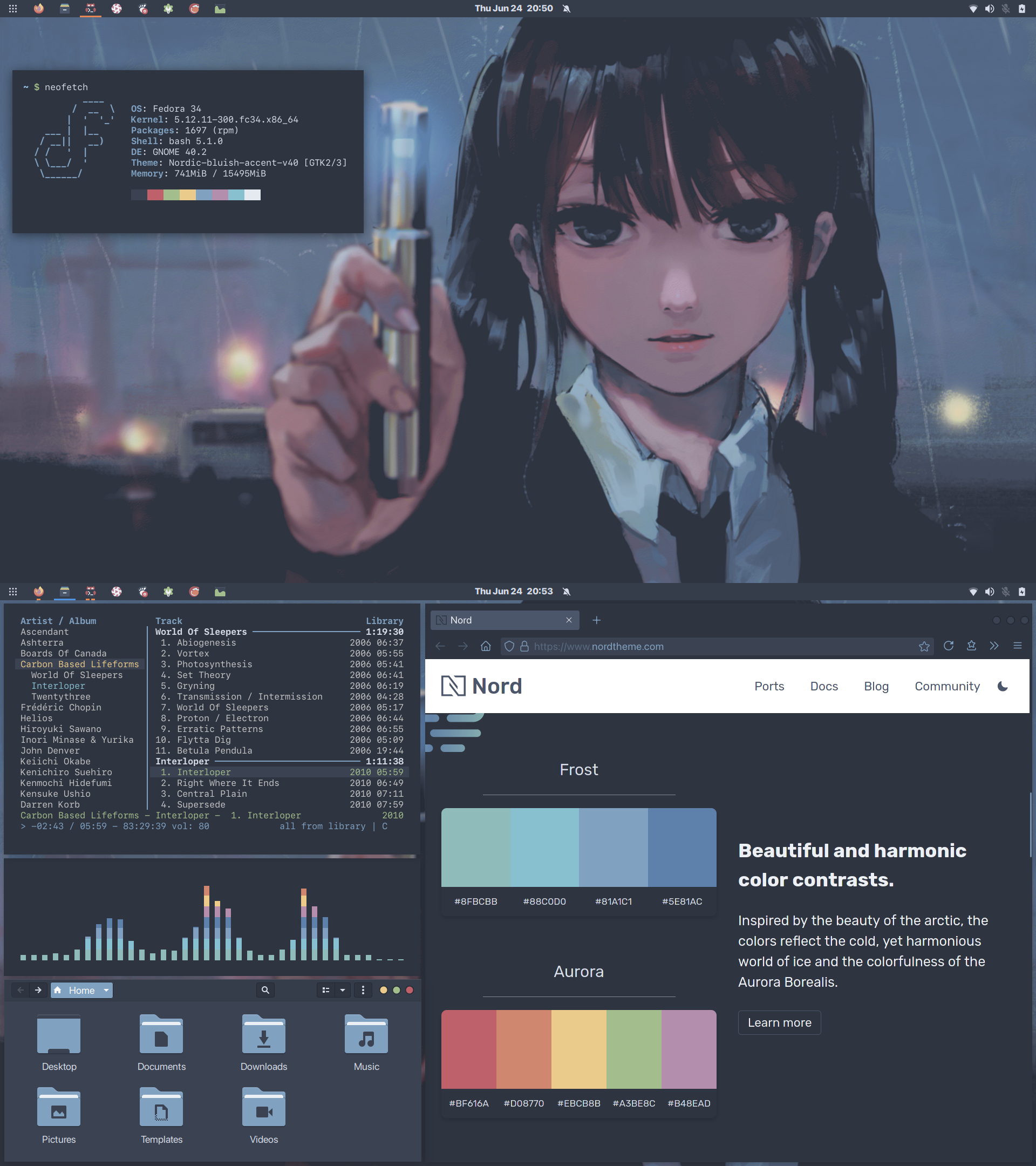 [GNOME] Dash to Panel and Nord | Scrolller