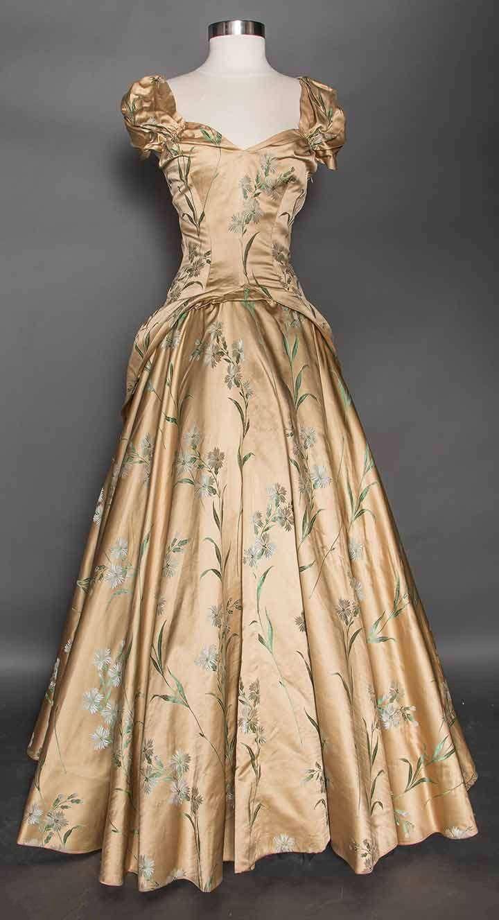 Gold Brocade evening gown, 1940s. | Scrolller