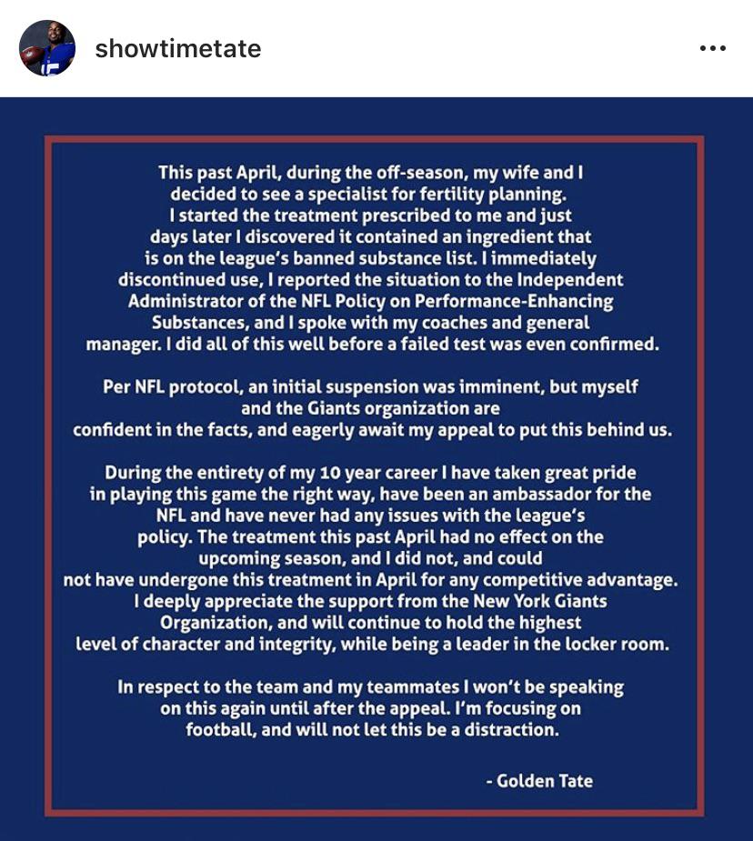 Golden Tate statement | Scrolller