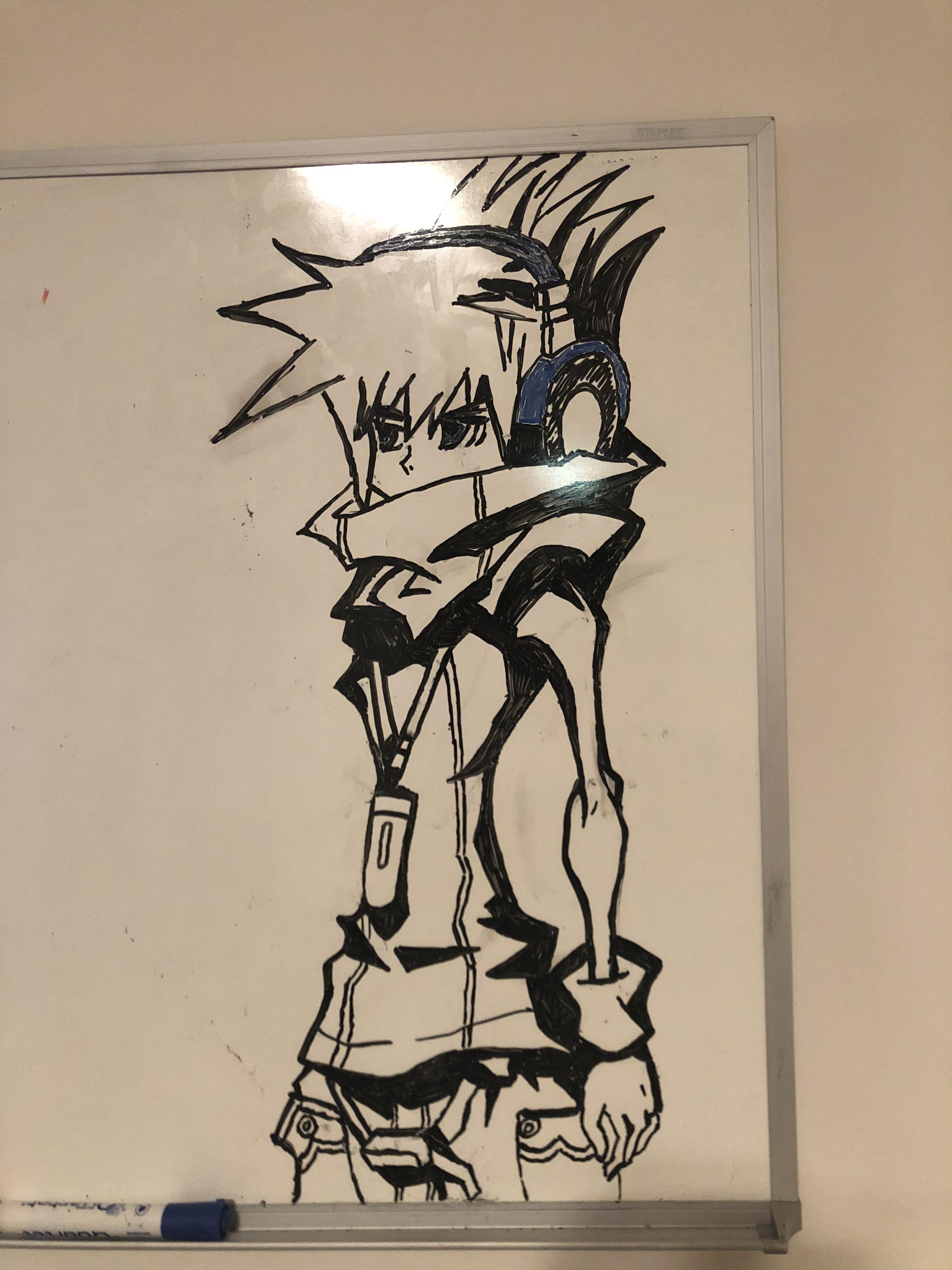 Got bored and sketched Neku on my whiteboard | Scrolller