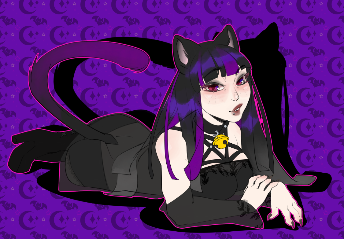 Goth Kitty Has New Art Scrolller