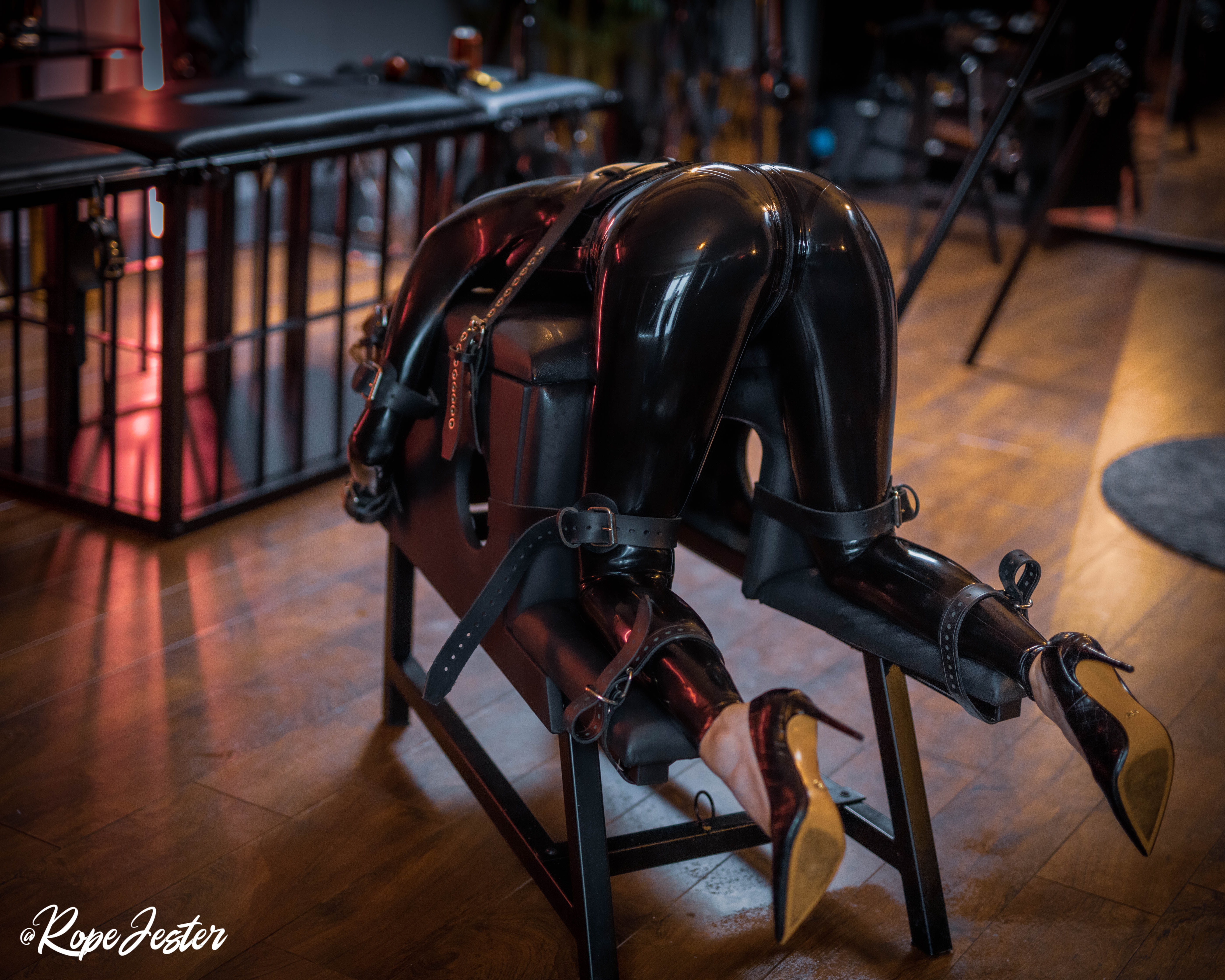 Happy Hump Day Vamp Whore Strapped Down Tight Onto A Spanking Bench