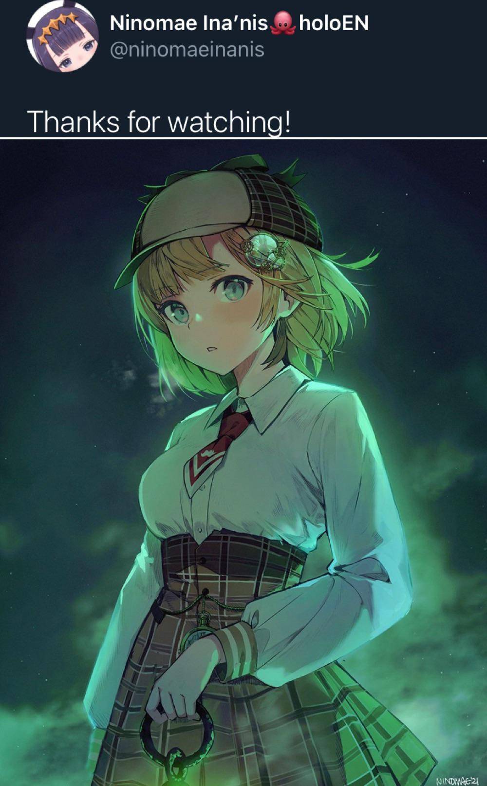 Here is Ina’s finished drawing of Amelia from today’s stream.Truly a ...