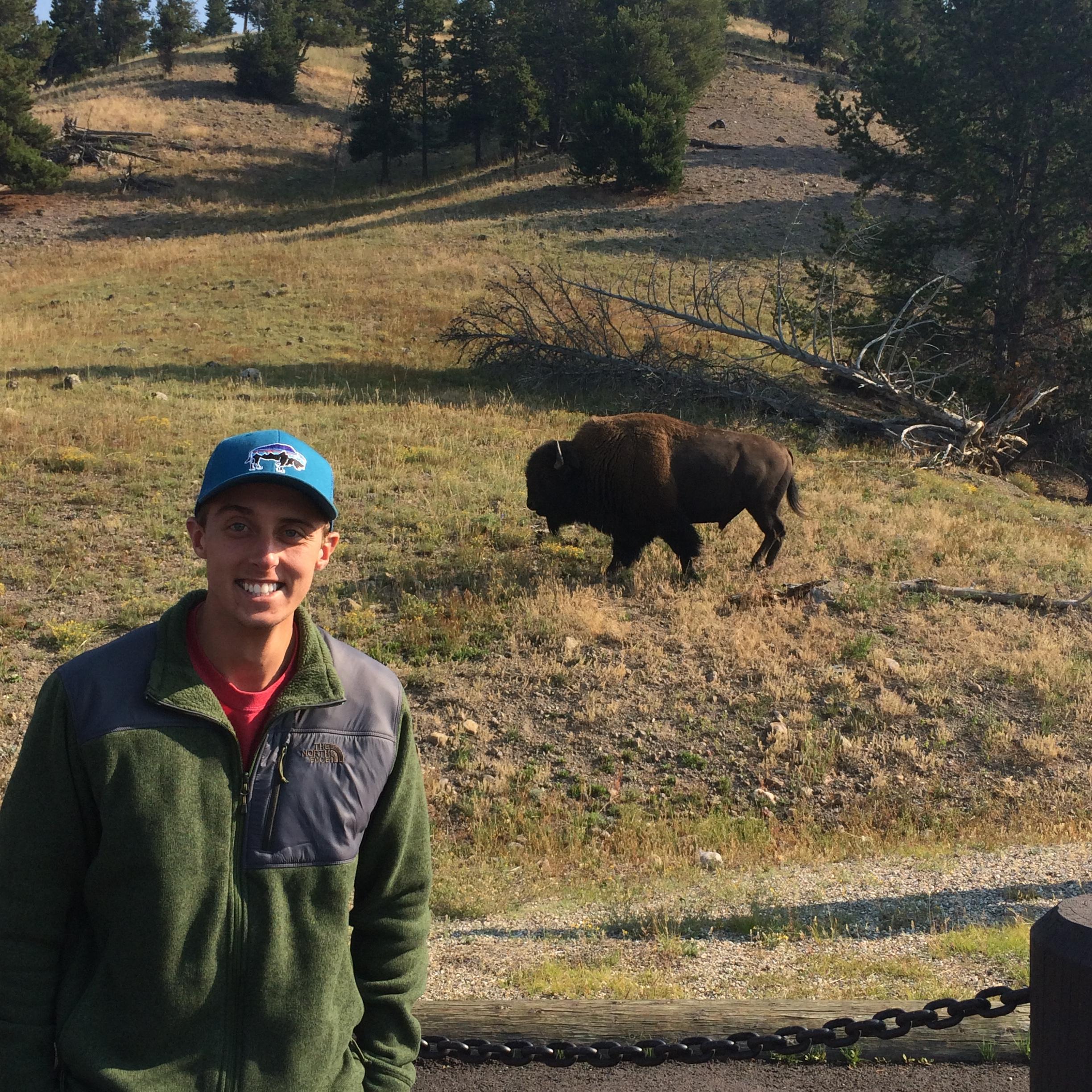 Here's a Bison and me wearing a Bison hat facing a Bison. What a joy it is to cherish wide open ...
