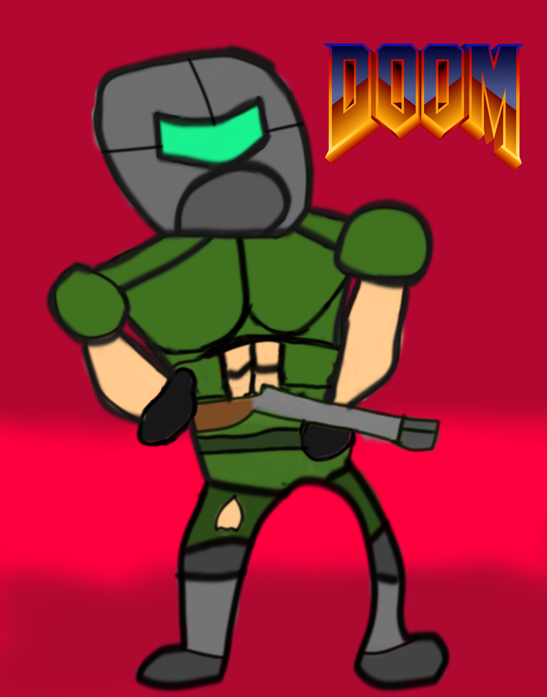 Here's my attempt to draw Doomguy in the Something About style! | Scrolller