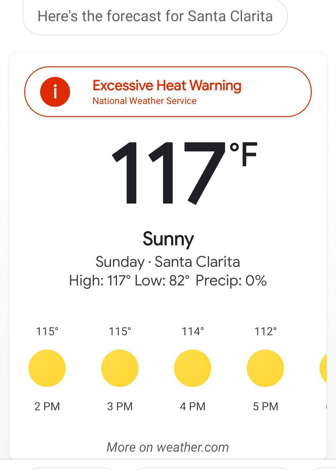 Highest Expected Temperature Tomorrow According to Google. Oh Hell No. | Scrolller