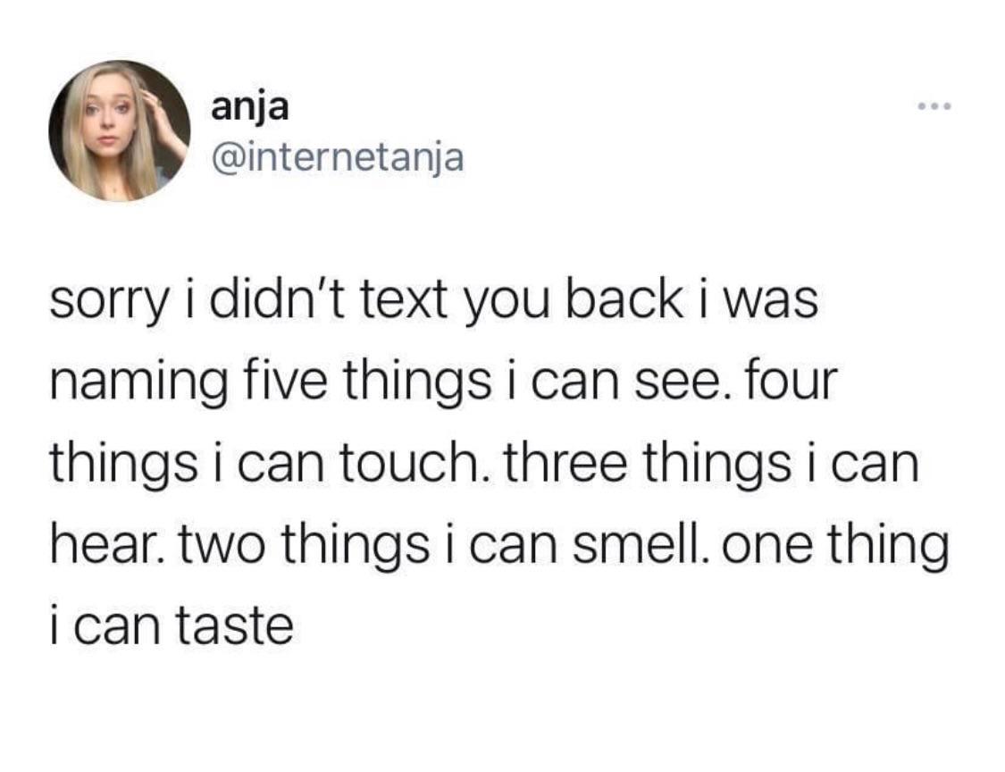 Hold On, lemme finish this de-escalation/grounding tool real quick like. | Scrolller