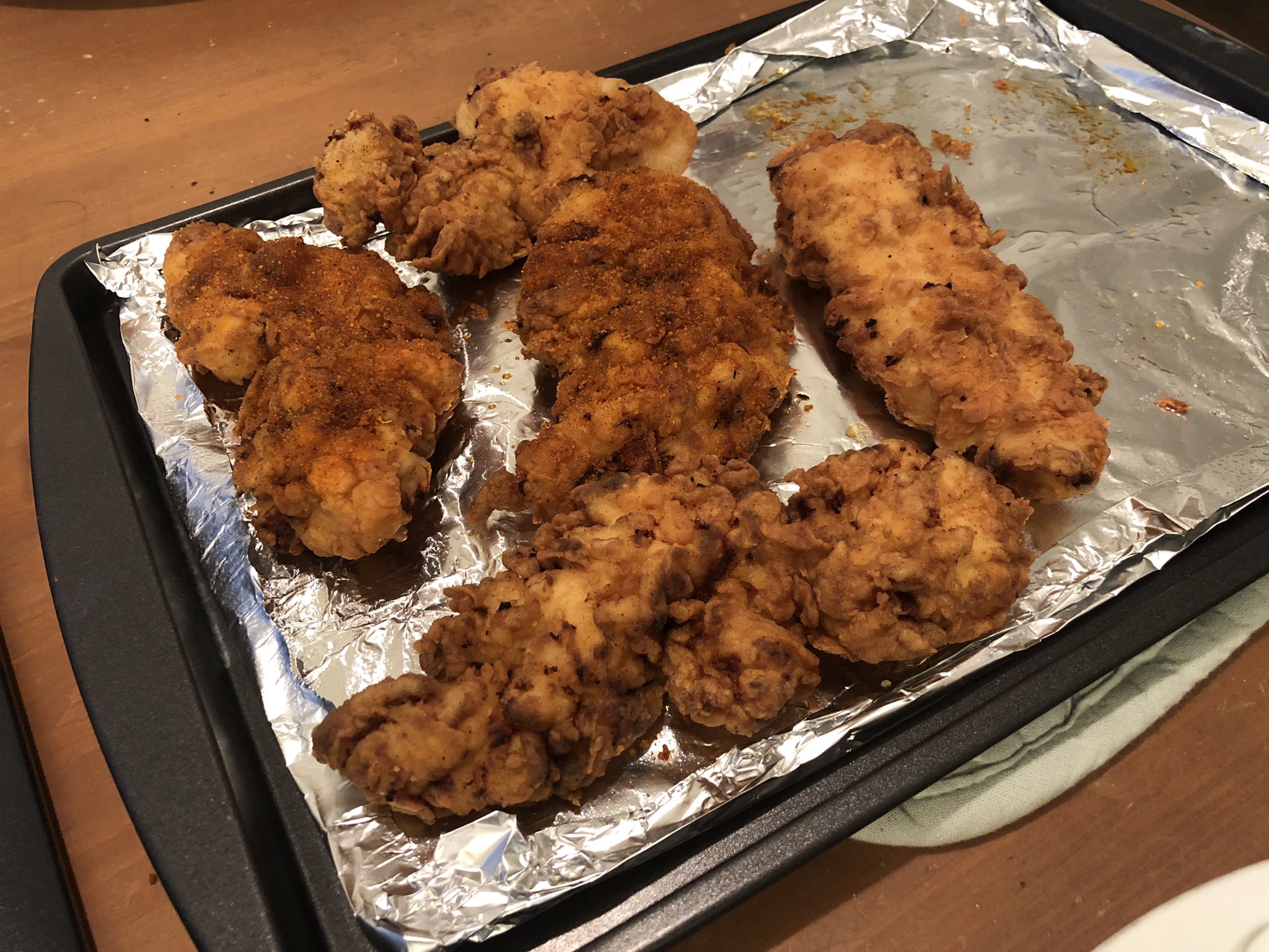 [Homemade] Fried Chicken Tenders (Some are Nashville Hot) | Scrolller