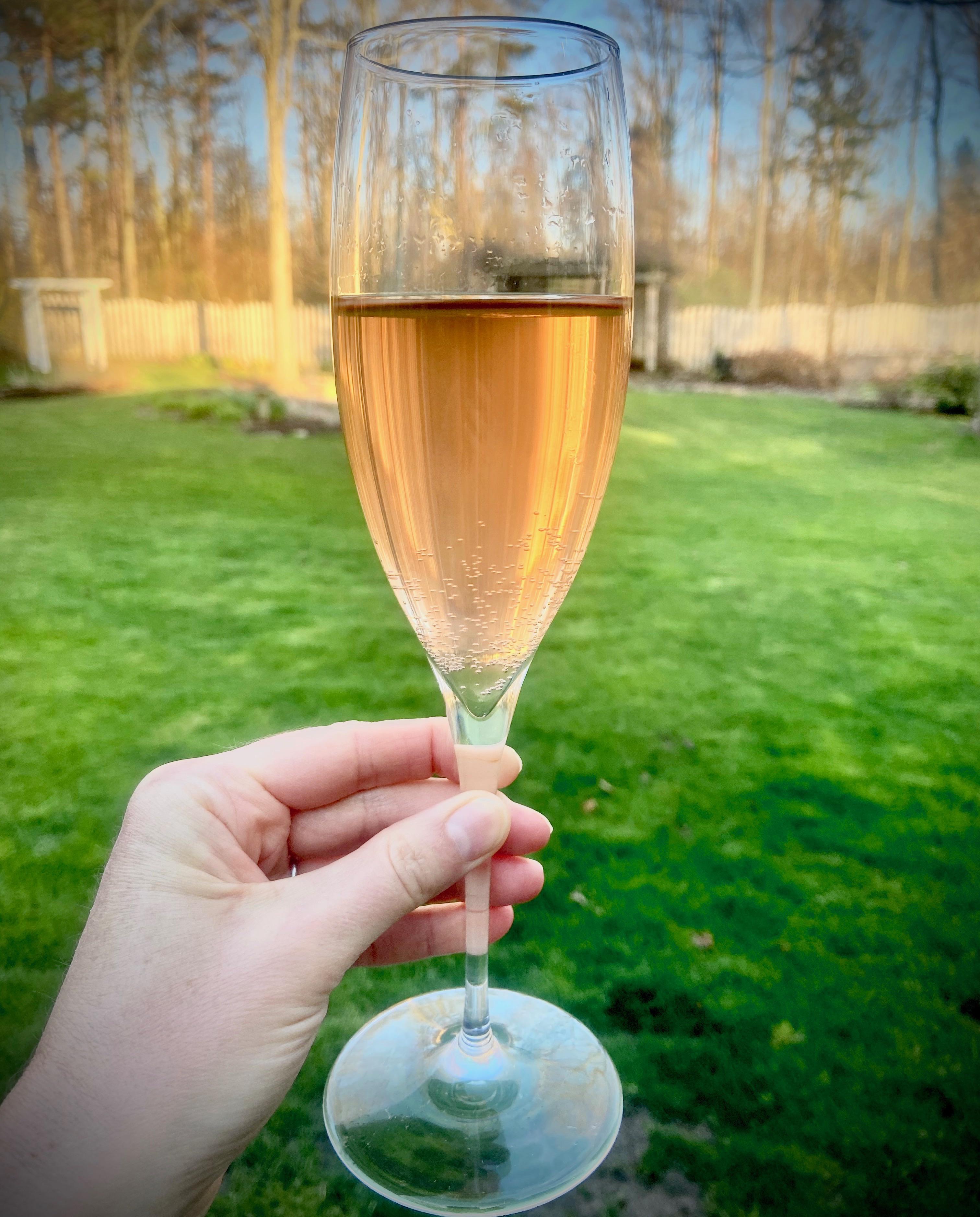 “Honeycrisp Rosé “ cold fermented sparkling rose’ cider blended with French Marechal Foch, grown ...