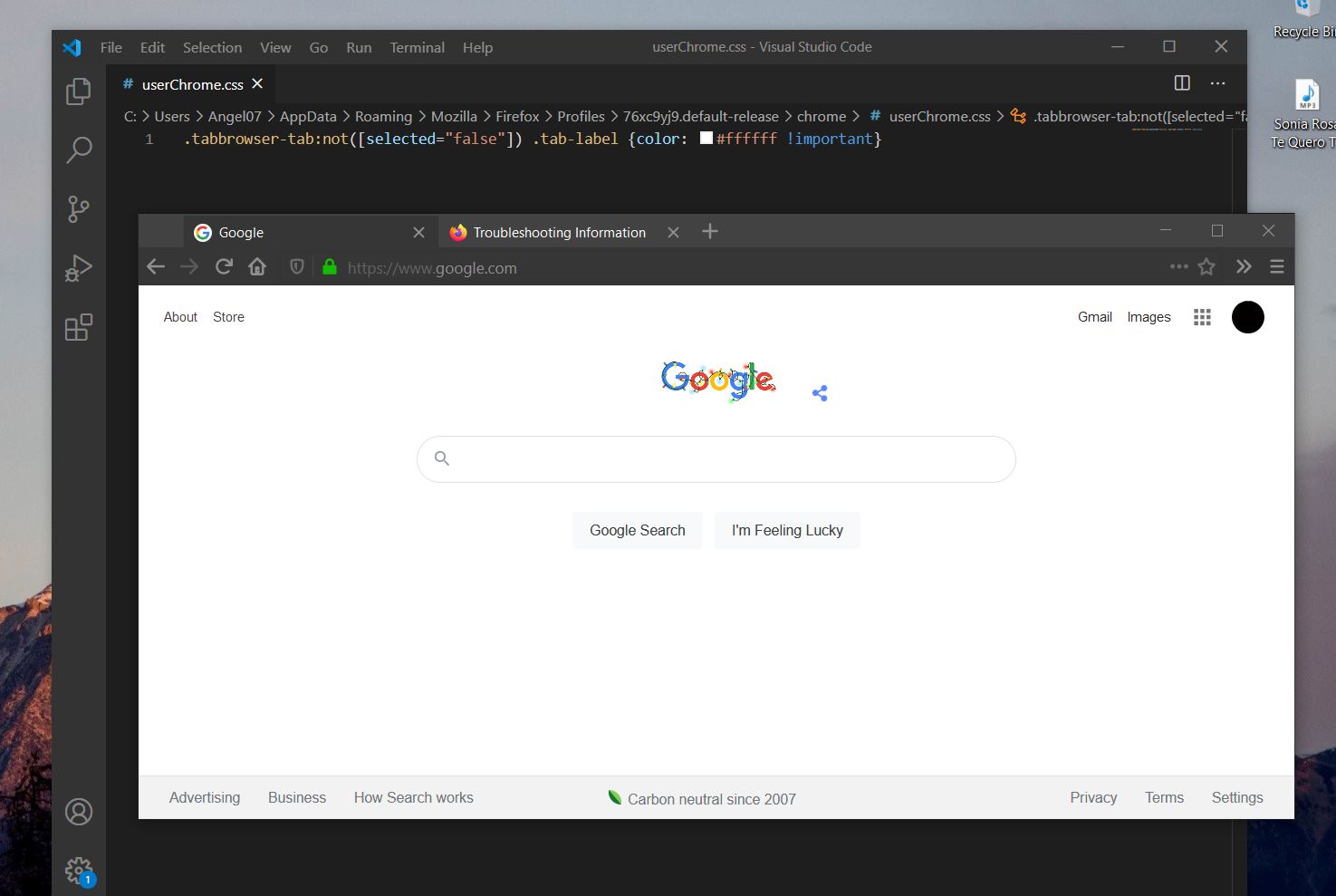 How can I make the color font of the unselected tabs darker? This is the only line of code I ...