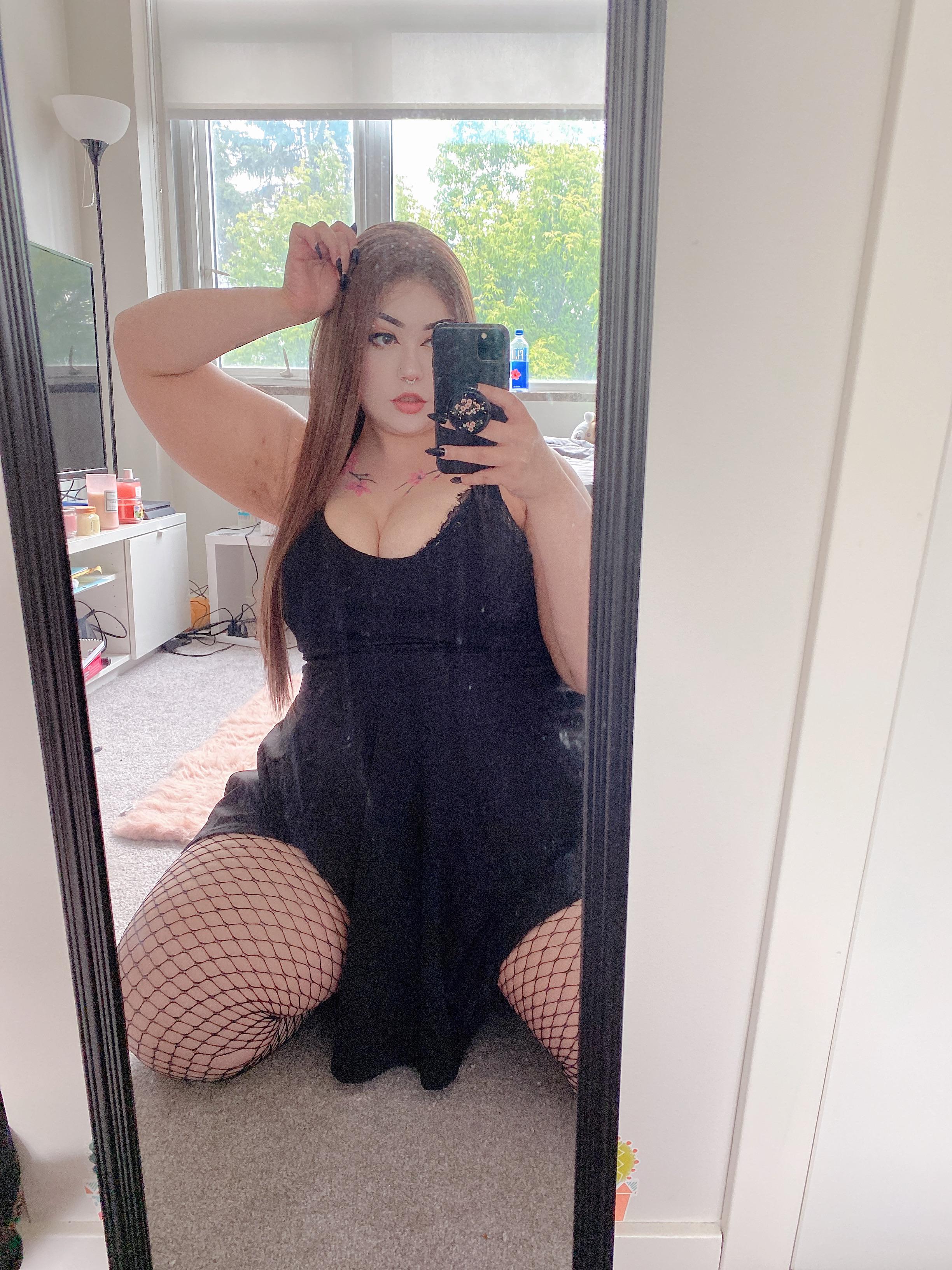 I accidentally ripped my fishnets in this photo set, so I ended up tearing them off 😈 | Scrolller