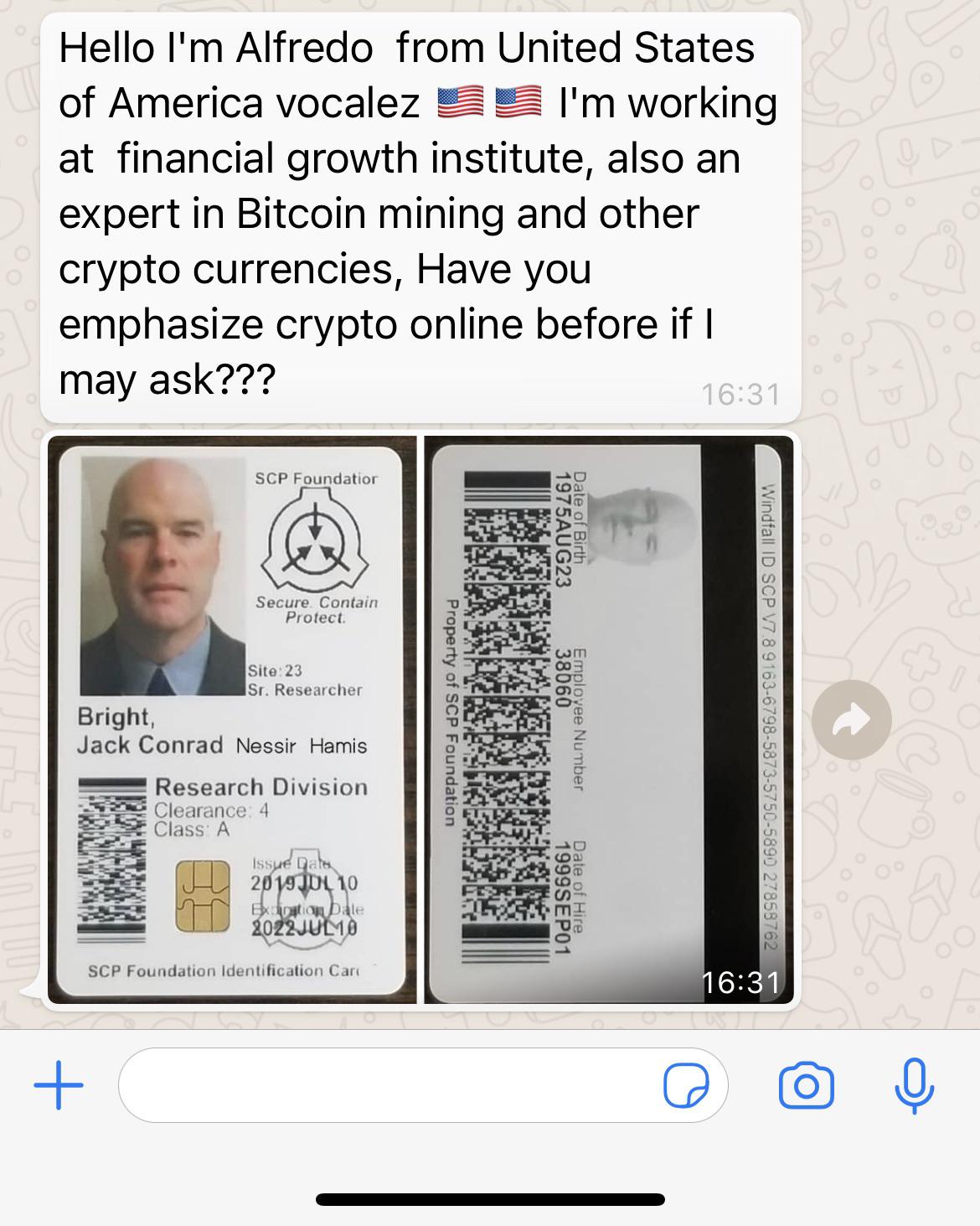 I almost died laughing at the fake ID some “scam artist” just sent after his spam text. Secure ...