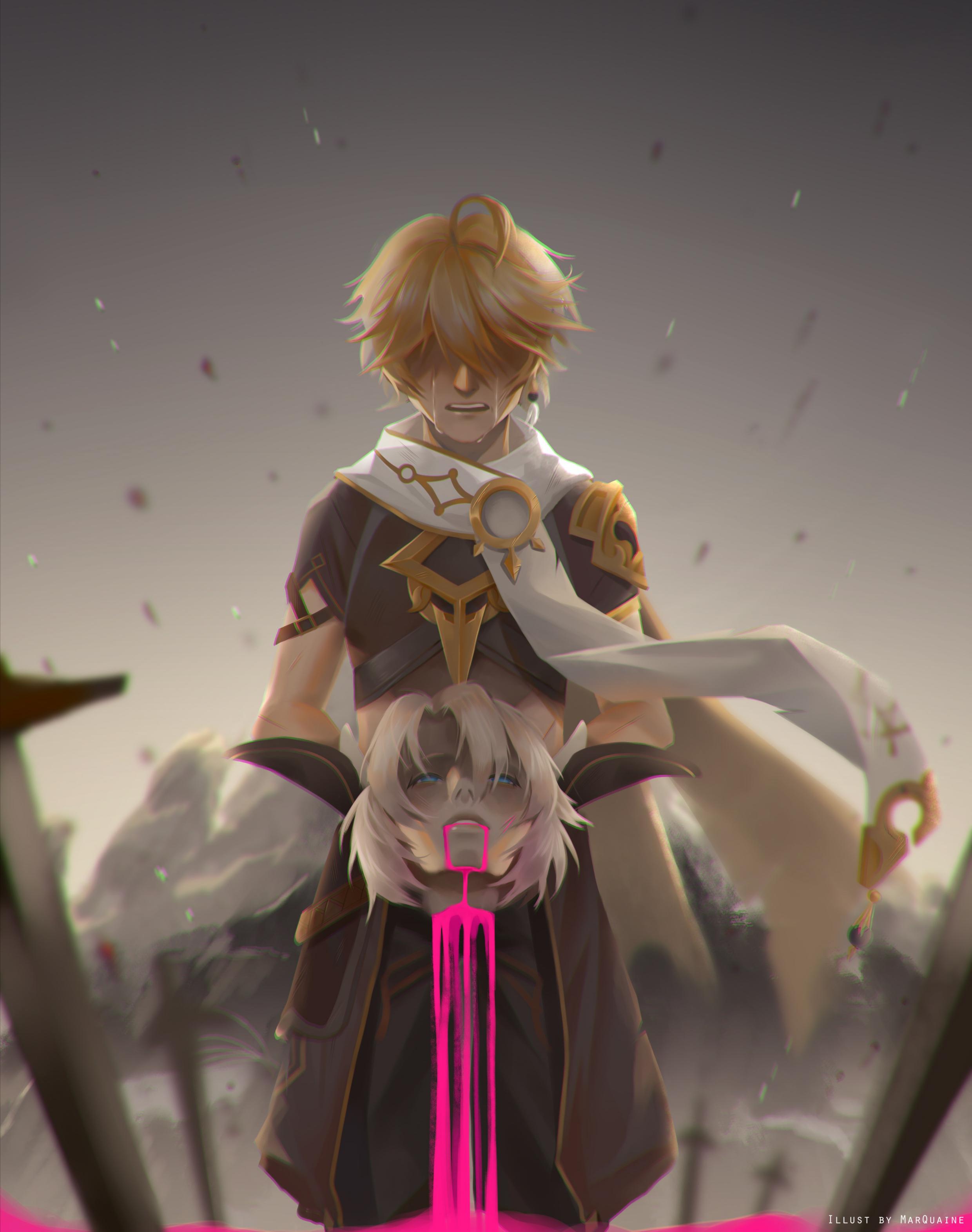 I drew Albedo Aether fanart because I like thinking we'll have to battle Albedo soon | Scrolller