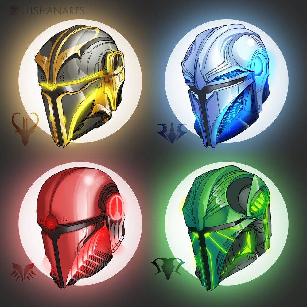 I drew Cyberpunk-inspired Mandalorian helmets! | Scrolller