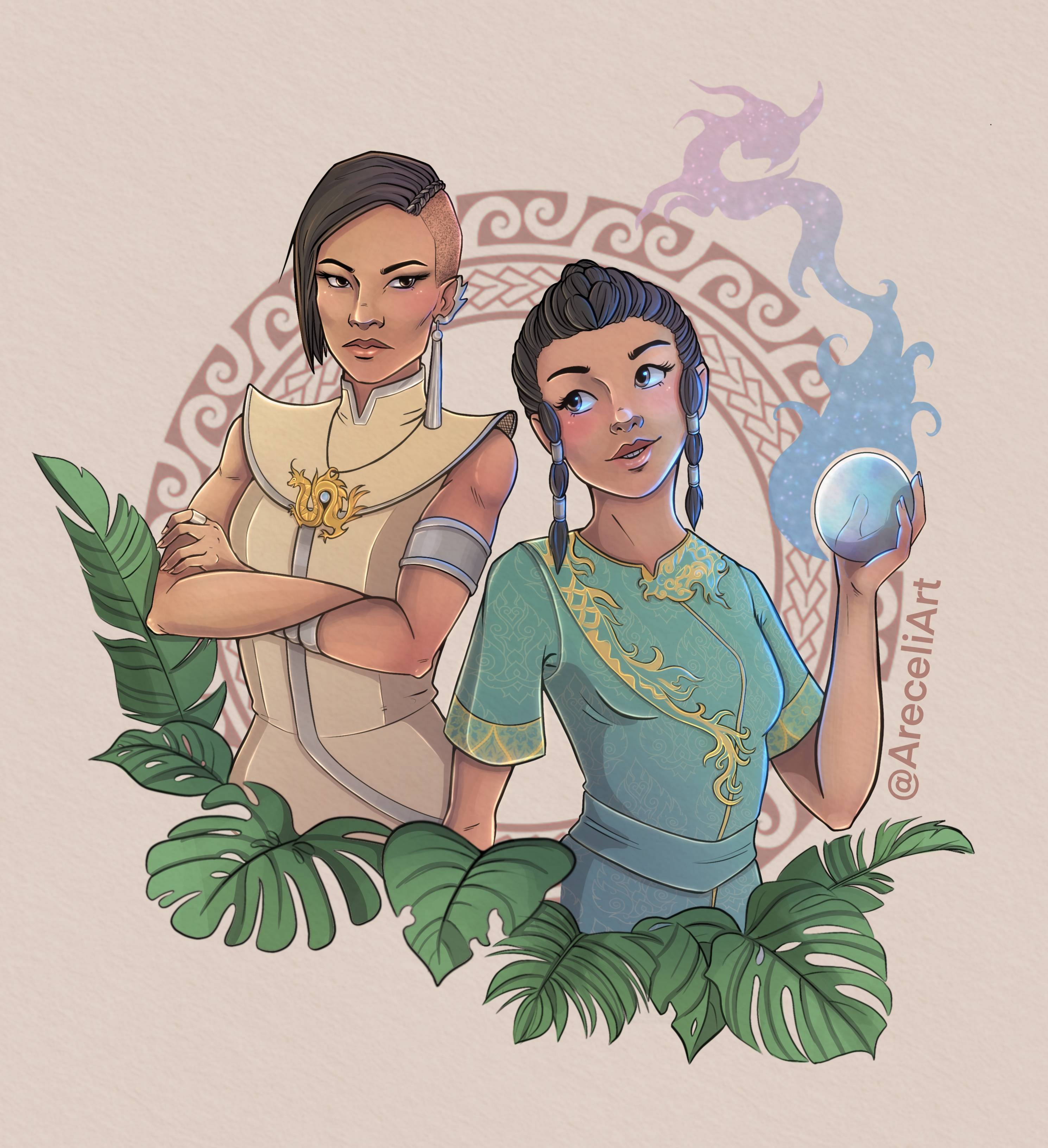 I drew some fanart of Raya and Namaari. 🐲🍃 I really loved their character designs! | Scrolller