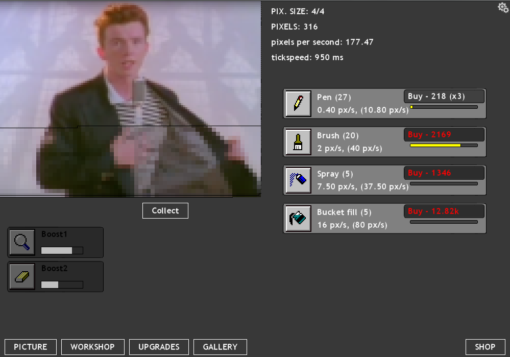 I got rickrolled in an incremental game. (Game's called Artist Idle) | Scrolller