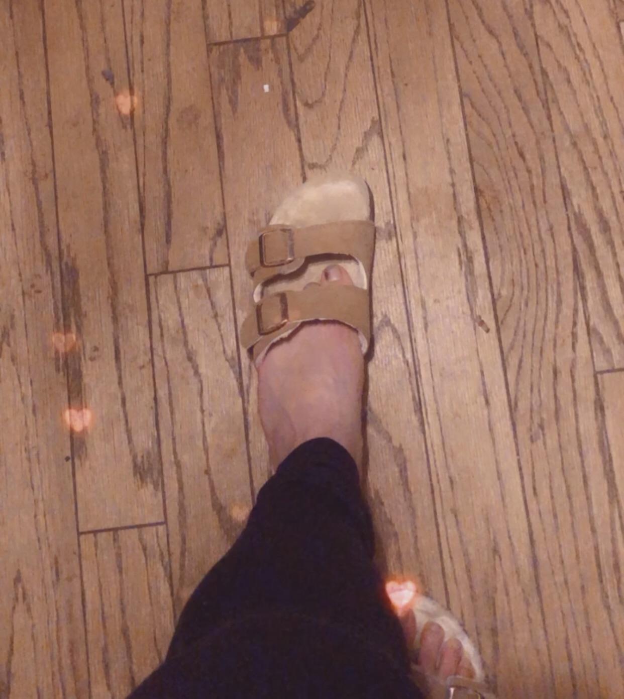 I got these cute new fuzzy sandals. They get really warm and sweaty 😅 | Scrolller