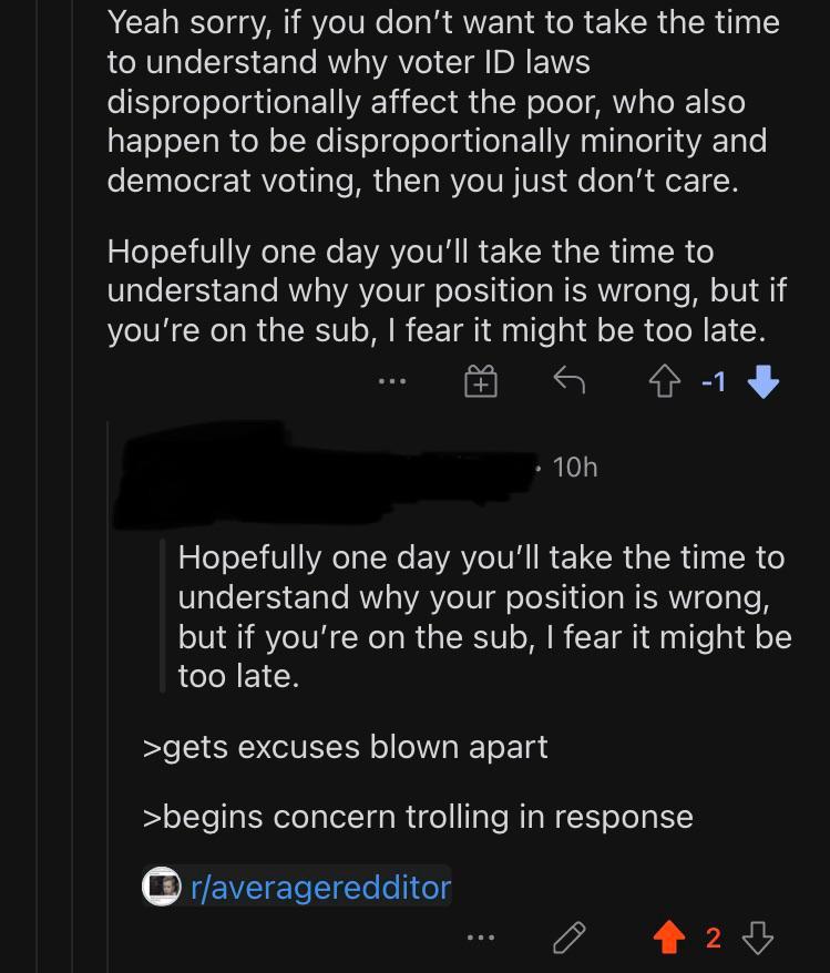 “I have no counter argument. Better concern troll.” | Scrolller