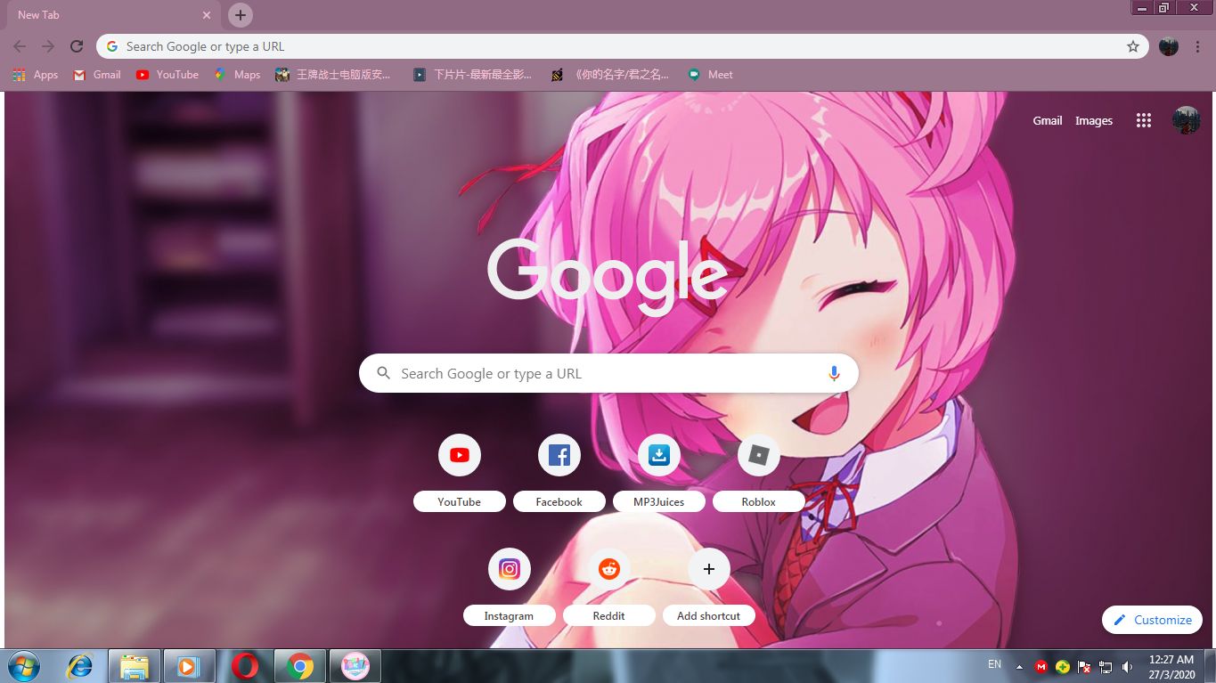 I like my Chrome theme with Natsuki | Scrolller