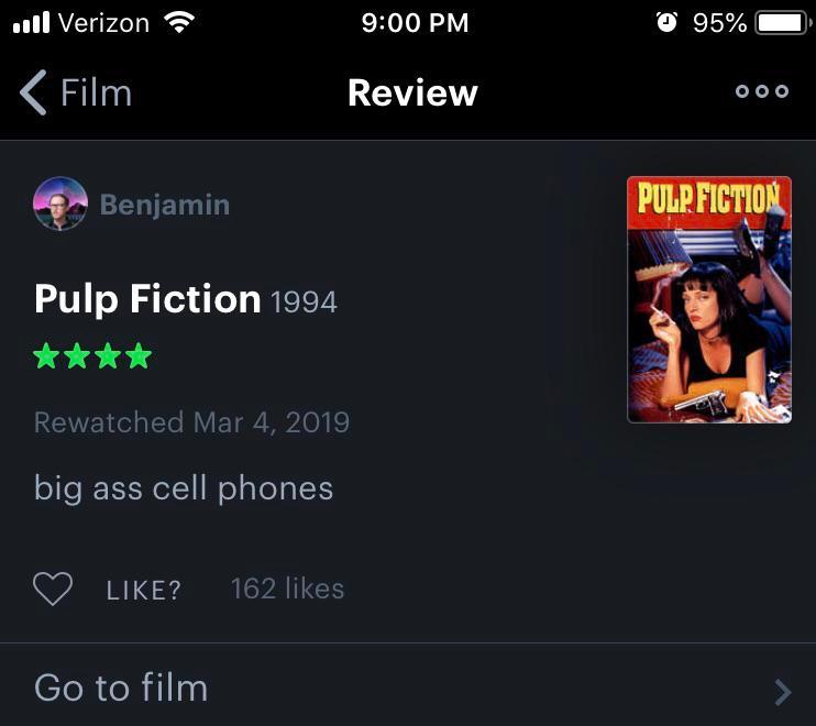 I love Ben’s review of Pulp Fiction | Scrolller