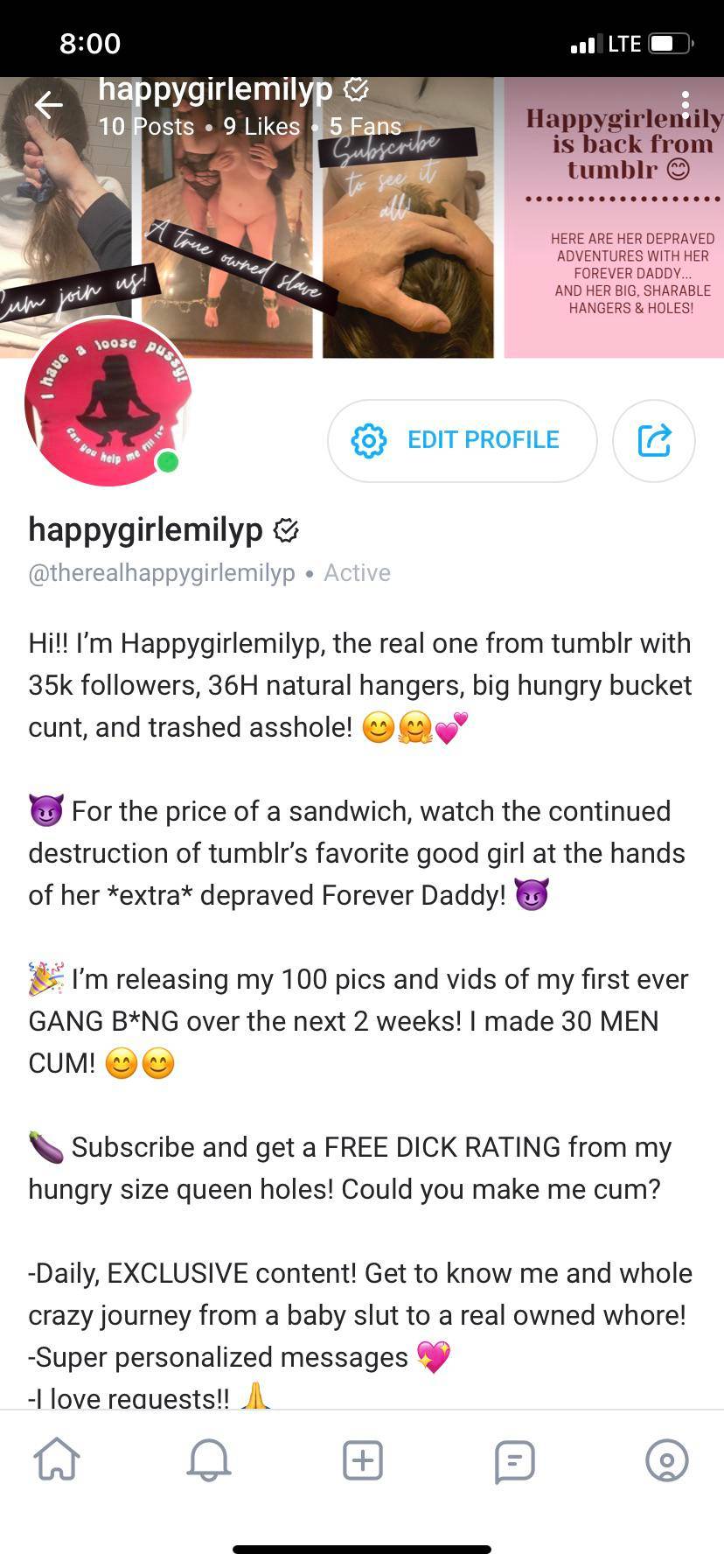 I’m on OnlyFans!! See alllll the gang bang pics and vids 😍🤤 and all the stuff me and daddy do ...