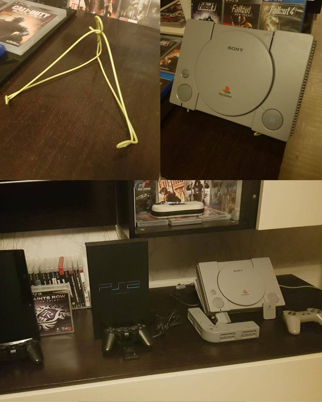 I made a PS1 display stand with a clothes hanger. I will improve on the design to make it 90 ...