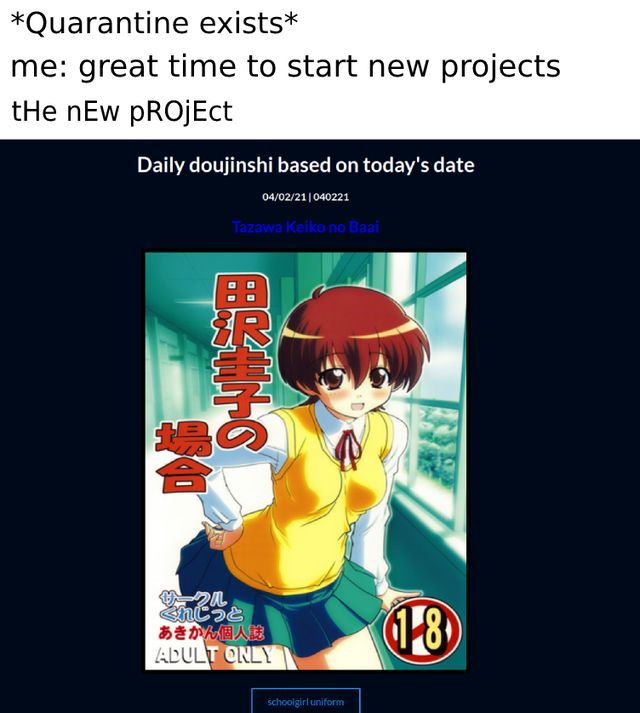 I made a web application that shows a nhentai doujinshi based on today's date. | Scrolller