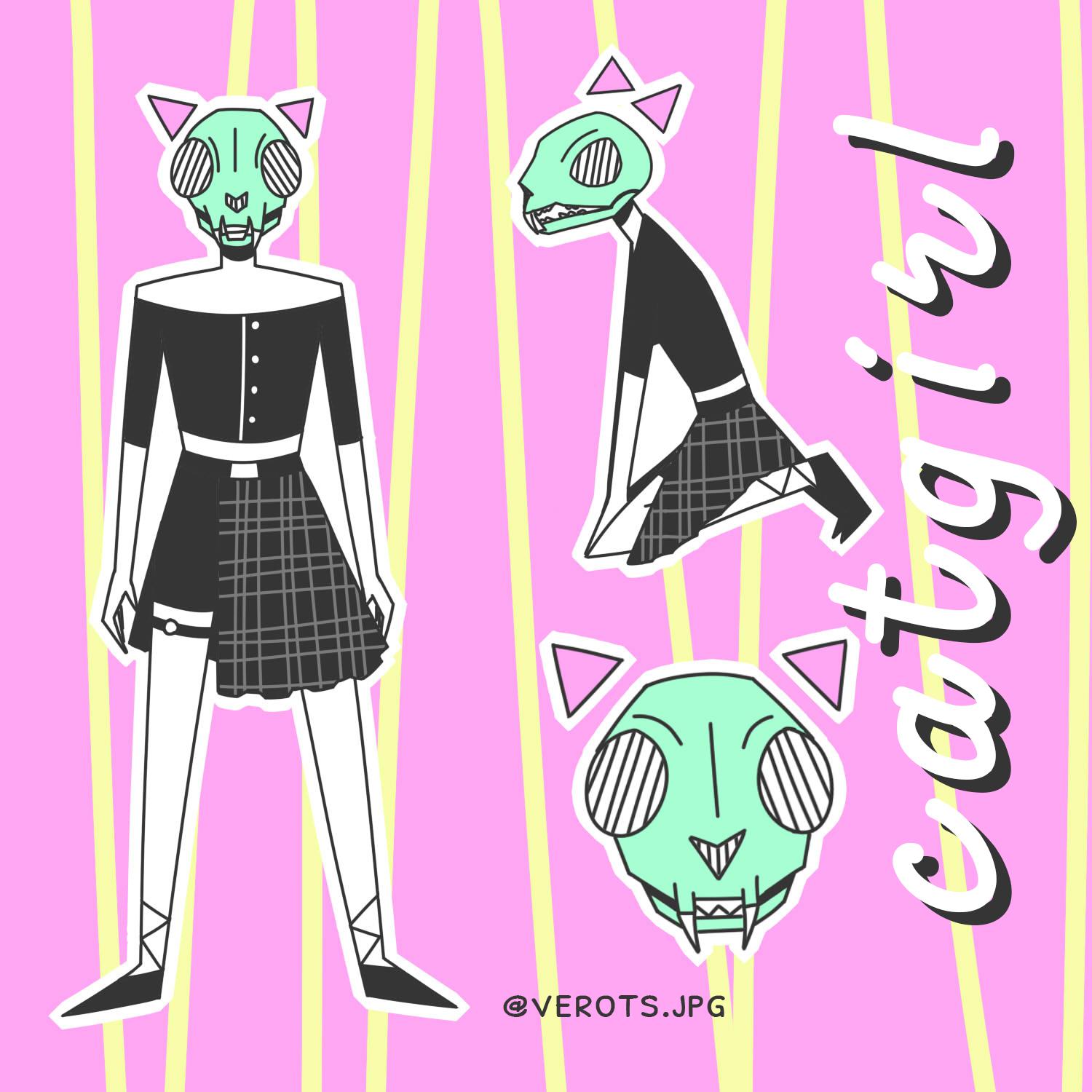 I made an OC with a cat Skull, the name atm is Catgirl | Scrolller