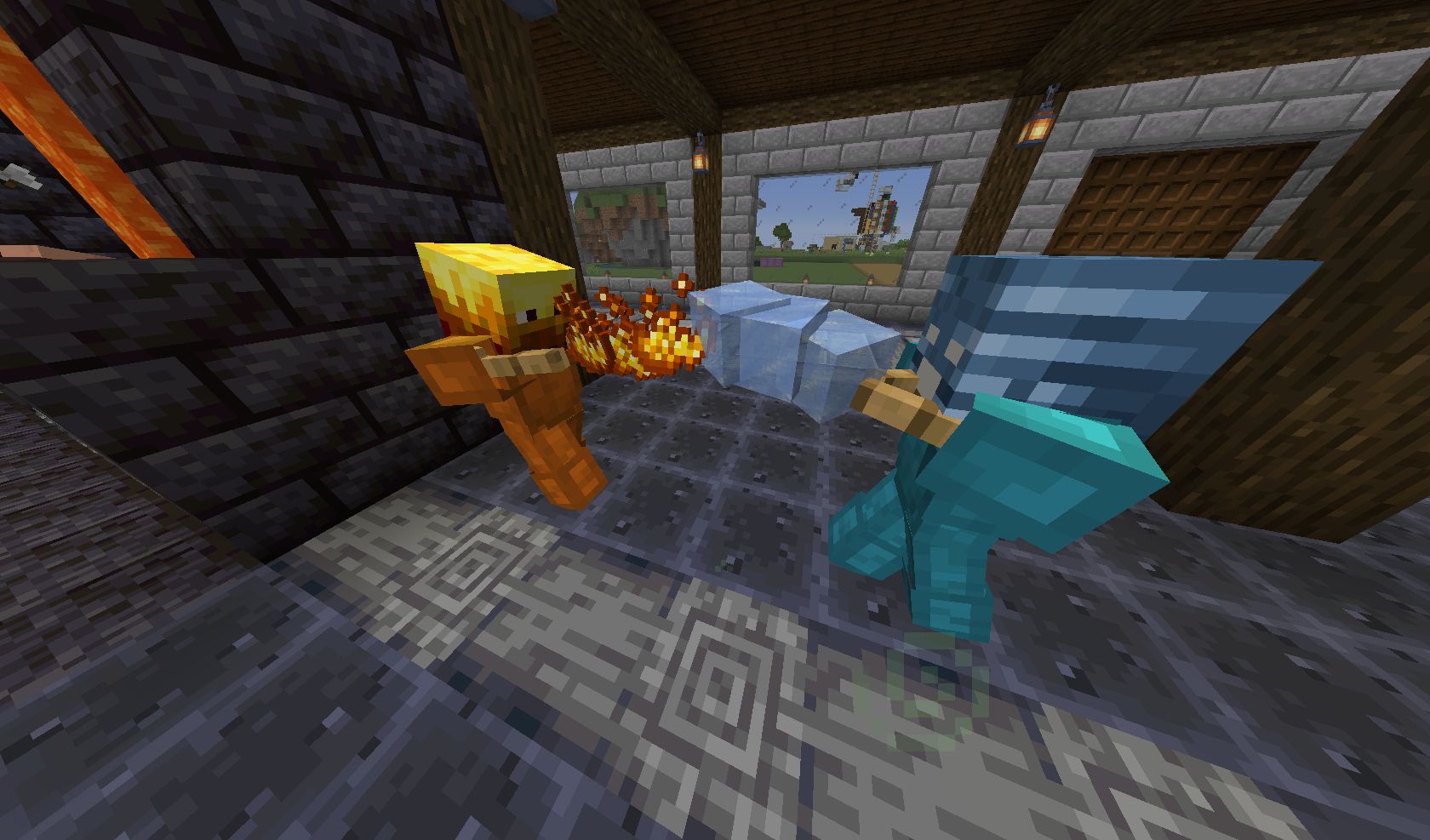 I made two amourstands fighting with fire and ice | Scrolller