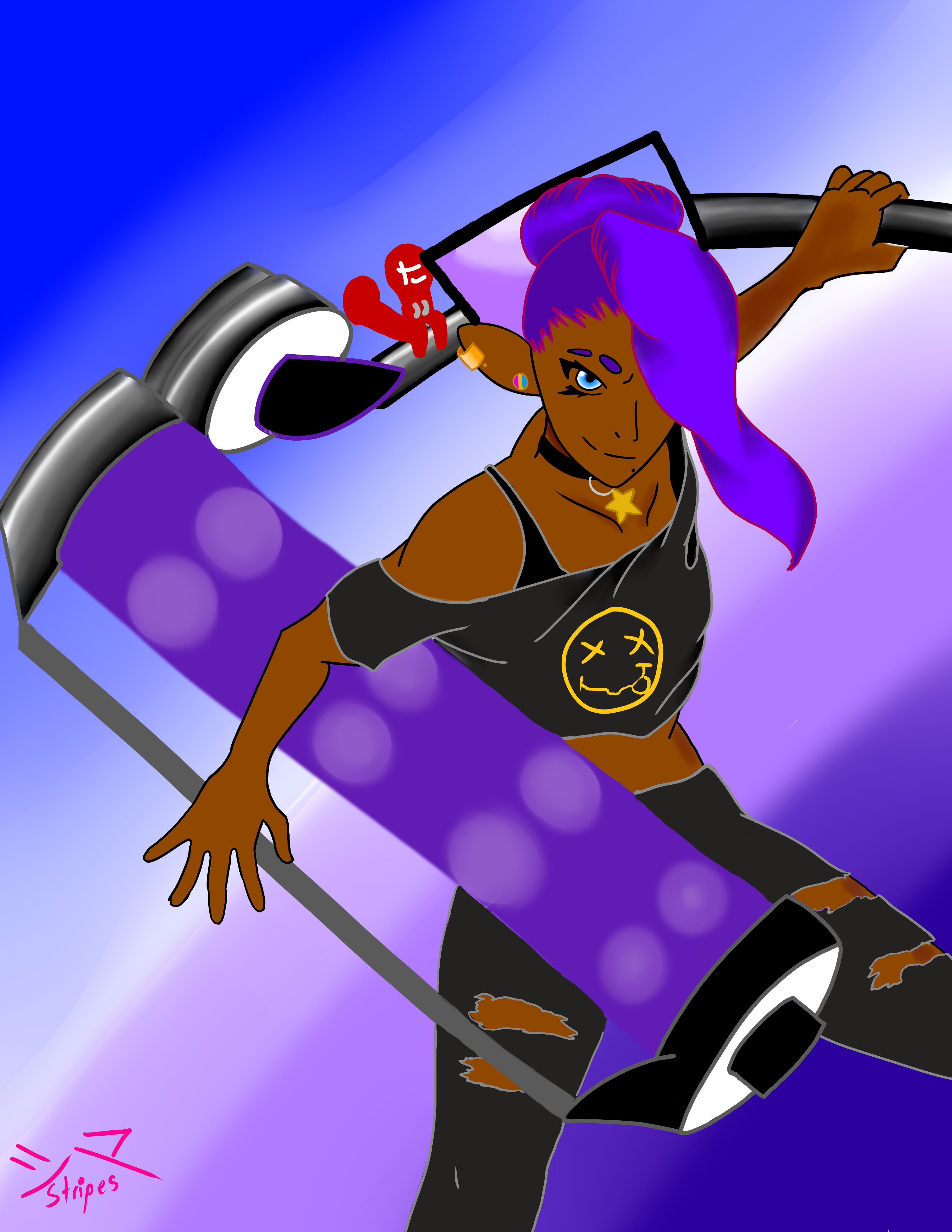 I tried Drawing a Octoling and their dynamo in my style. | Scrolller