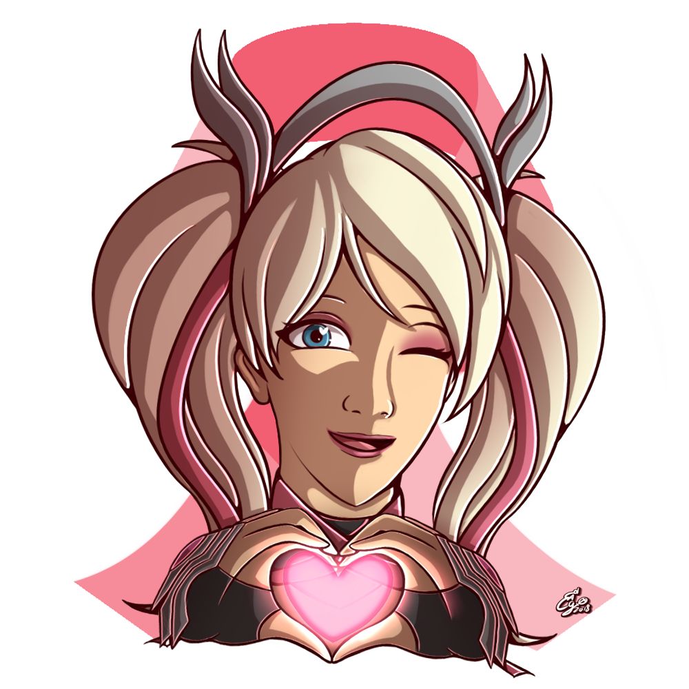 I tried drawing a pink ribbon mercy emote | Scrolller