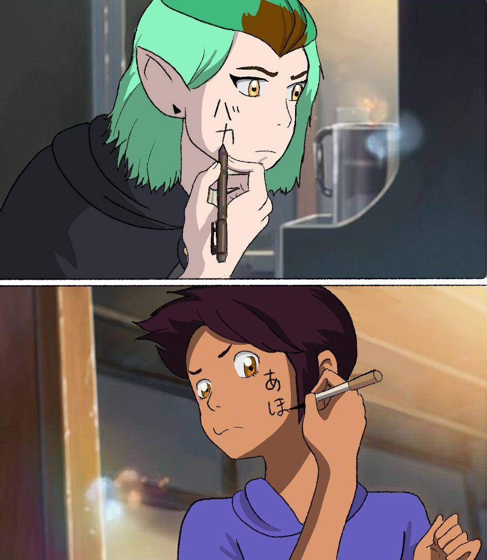 I’ve recently watch “Your Name” and I really wanted to redraw this scene but with luz and Amity ...