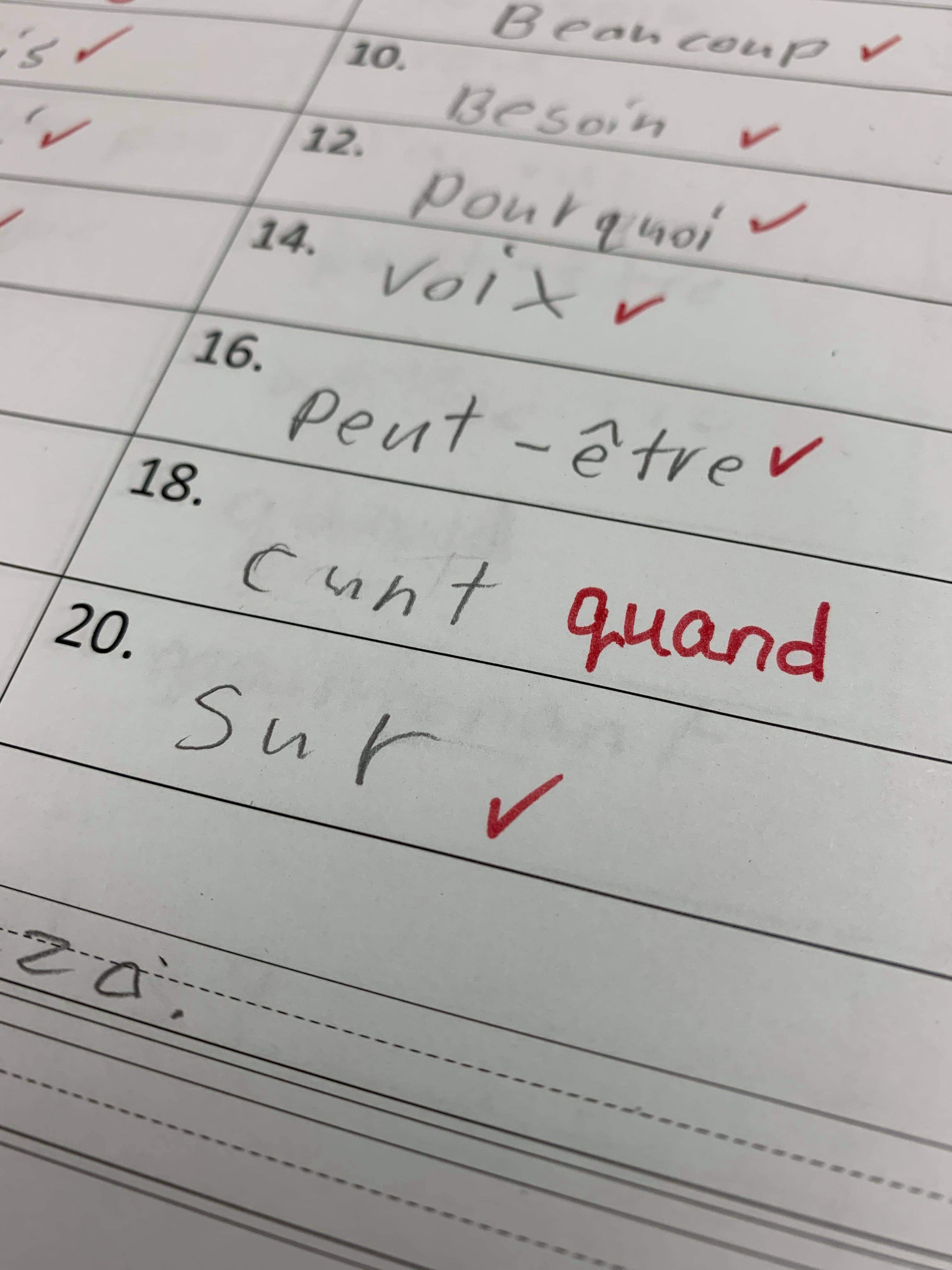 I'm a French teacher. Sometimes correcting spelling tests can be ...