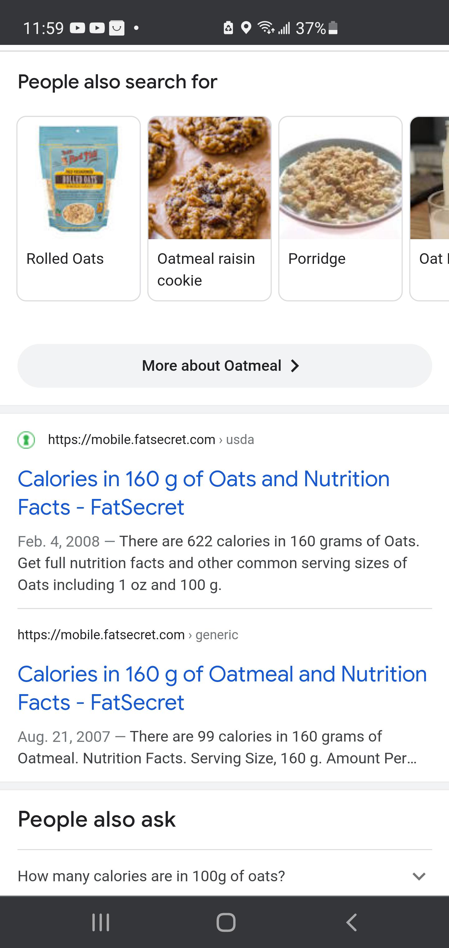 Im confused every source shows a diffrent amount of calories for a 160 grams of oatmeal | Scrolller