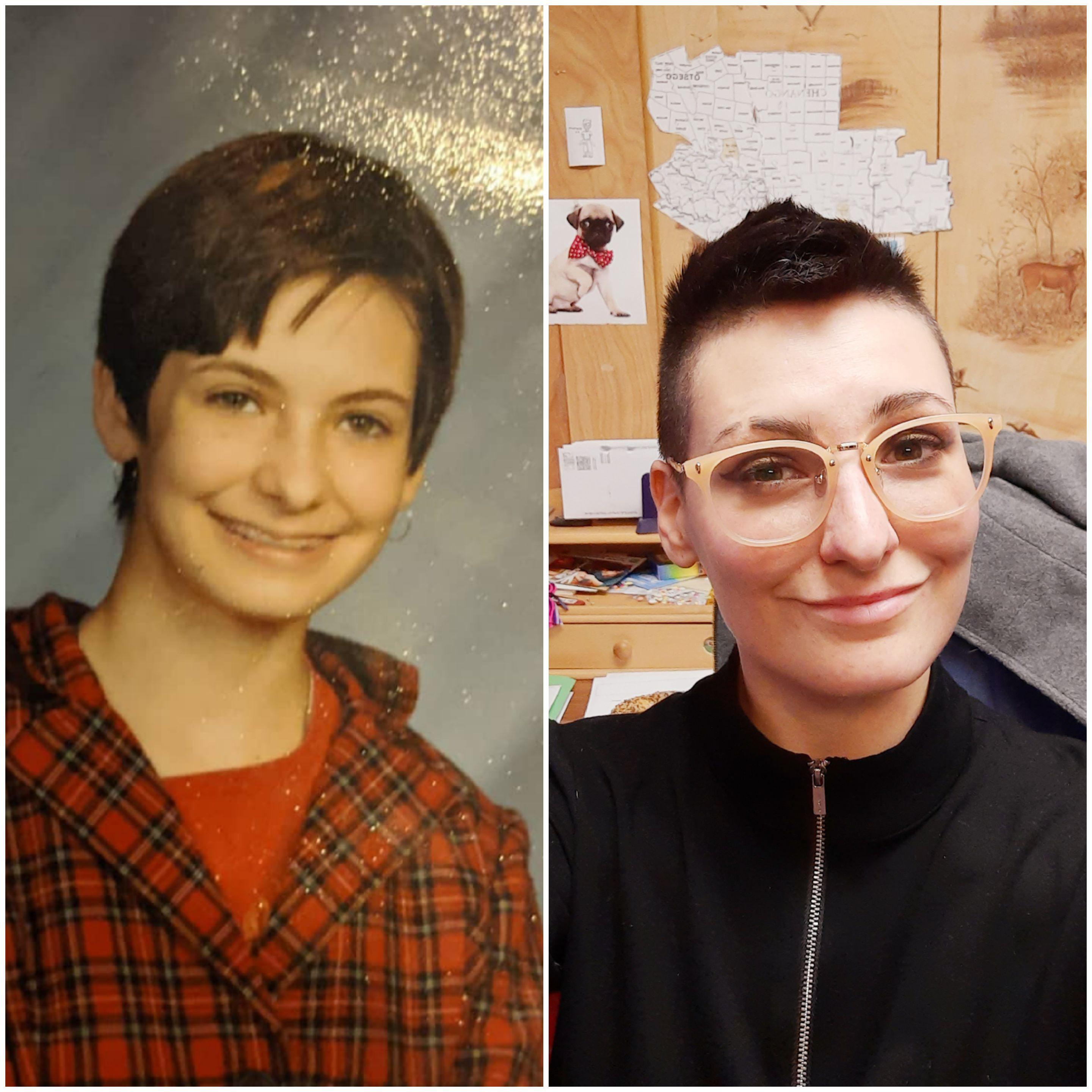 In both pictures I'm in the awkward phase of growing my hair out, but at least now I kind of ...