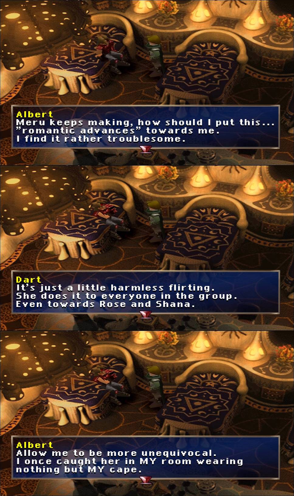 In my headcanon Meru likes to overly tease Albert | Scrolller